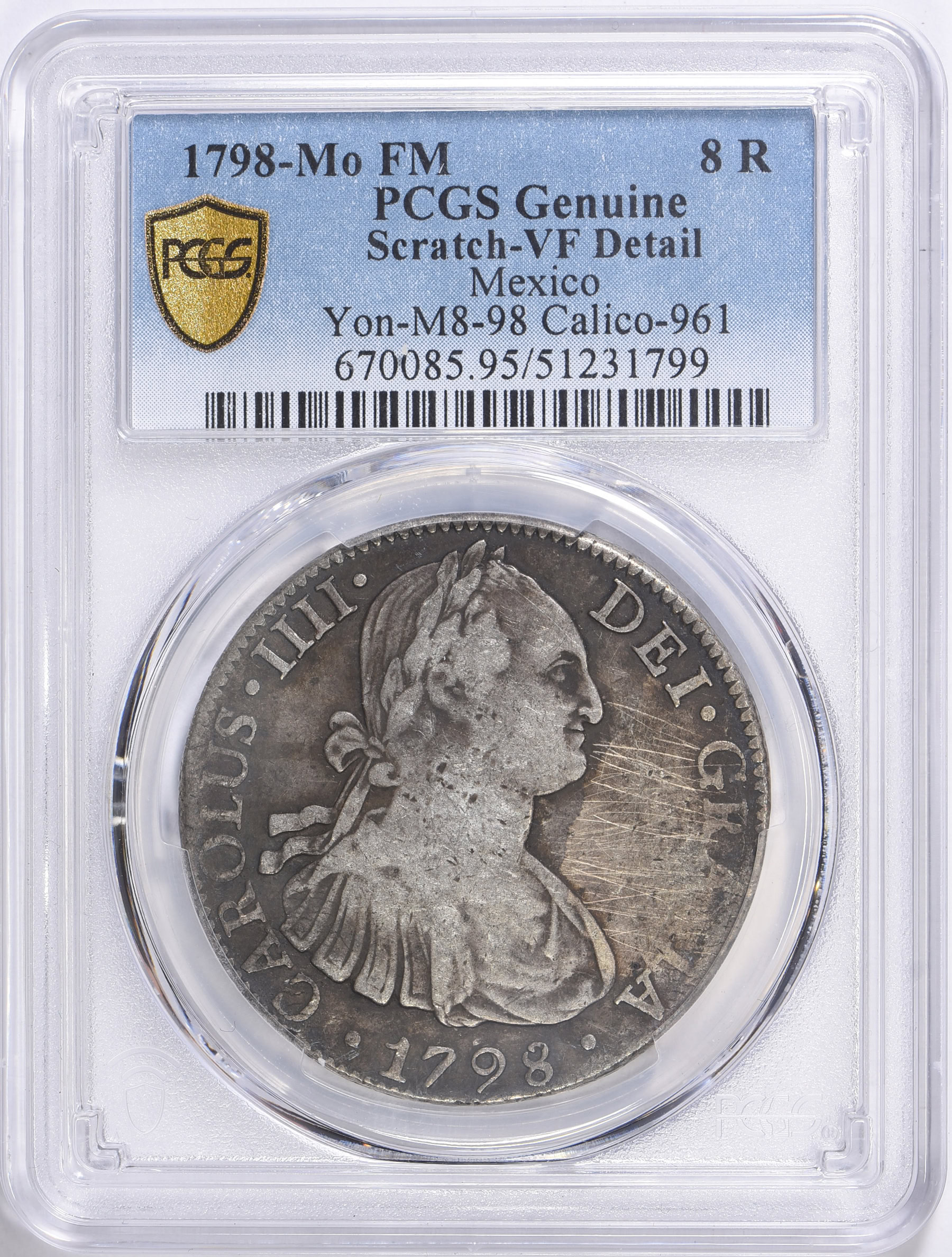 Mexico 1798-Mo FM Silver 8 Reales KM-109 PCGS Genuine VF Details (Item 1763565 ...