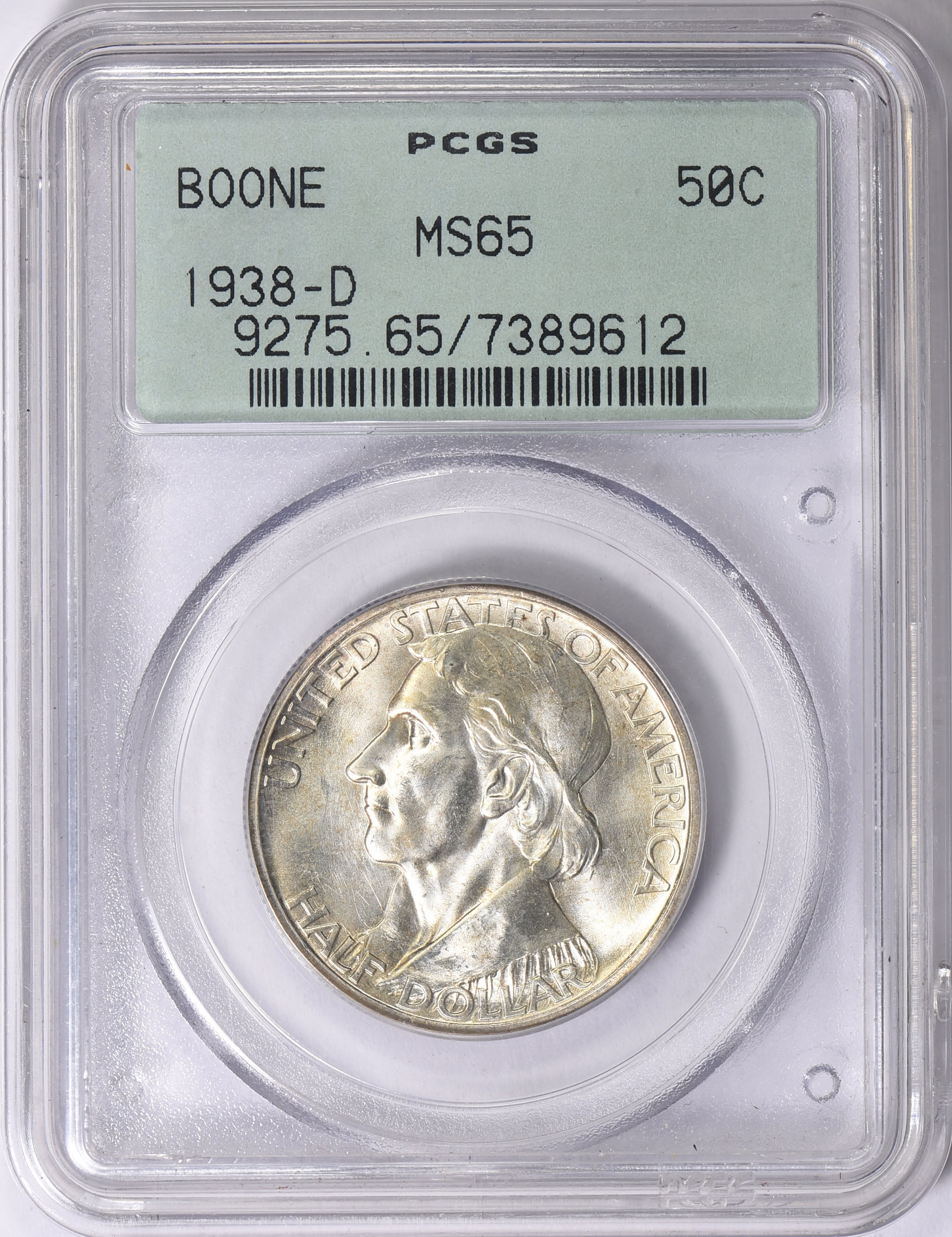 1938-D Daniel Boone Bicentennial Half Dollar PCGS MS-65 OGH (2nd Gen ...