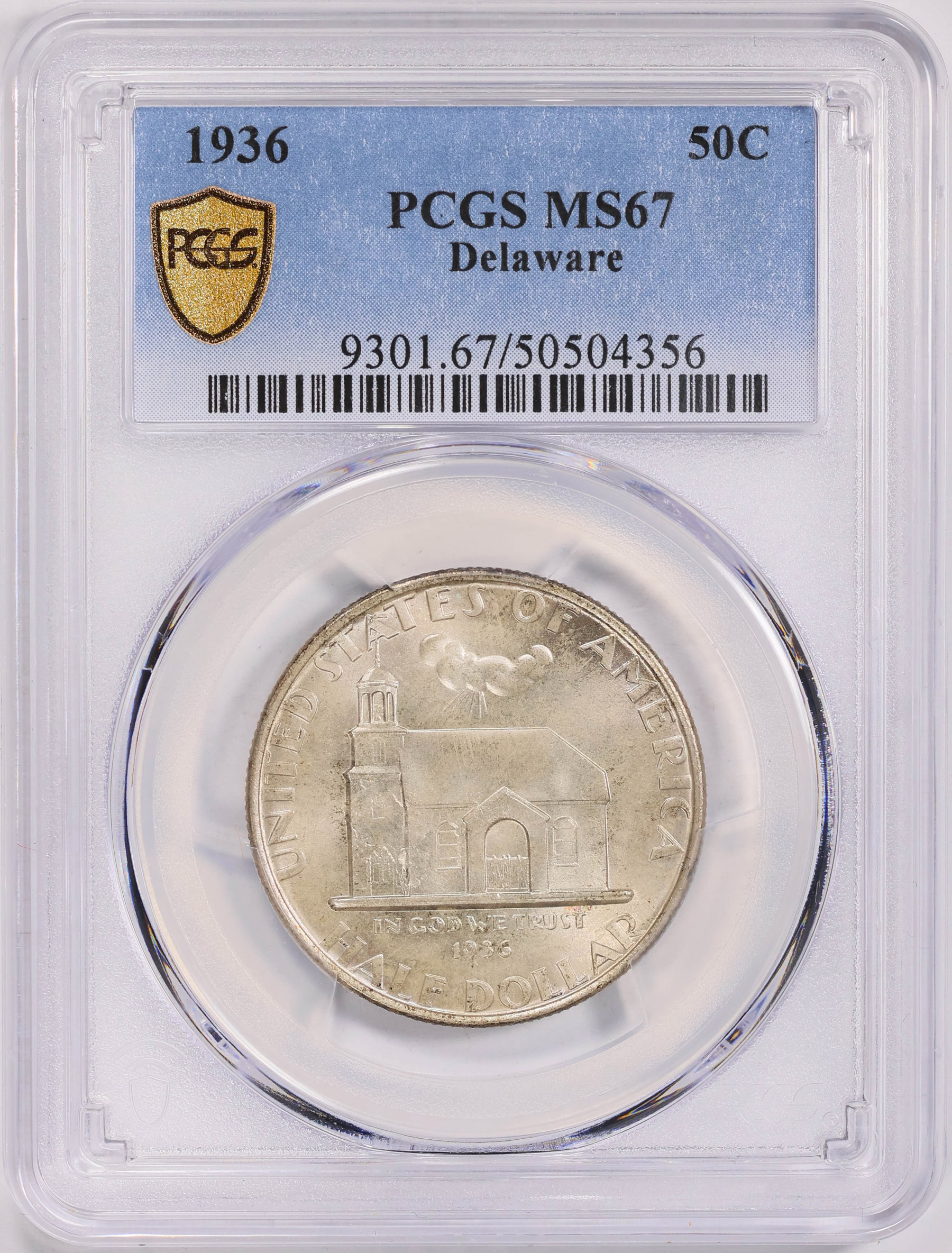 1936 Delaware Tercentenary Half Dollar PCGS MS-67 (Item 1764003) | GreatCollections Coin Auctions