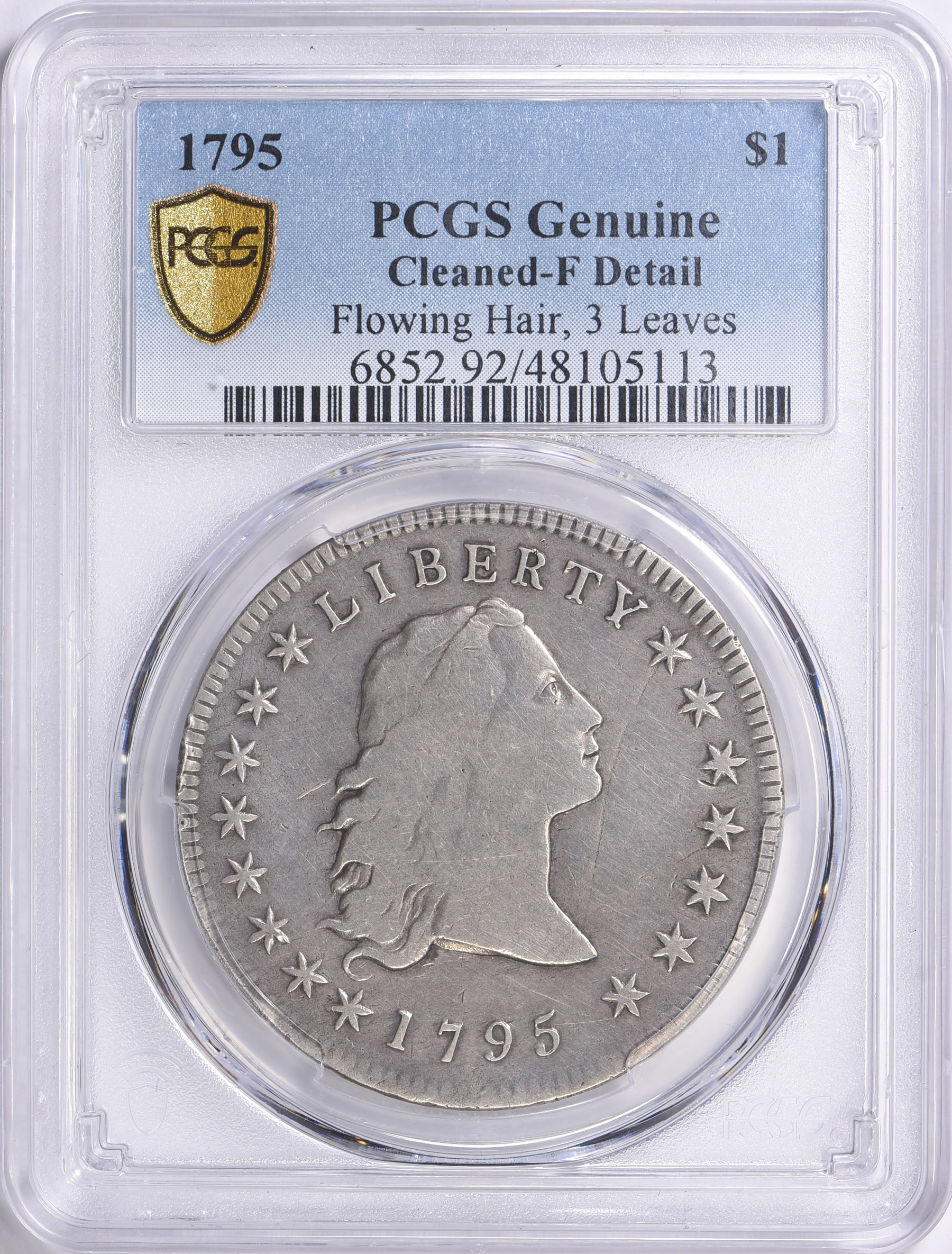 1795 Flowing Hair Silver Dollar 3 Leaves PCGS Genuine Fine Details (Item 1764140 ...