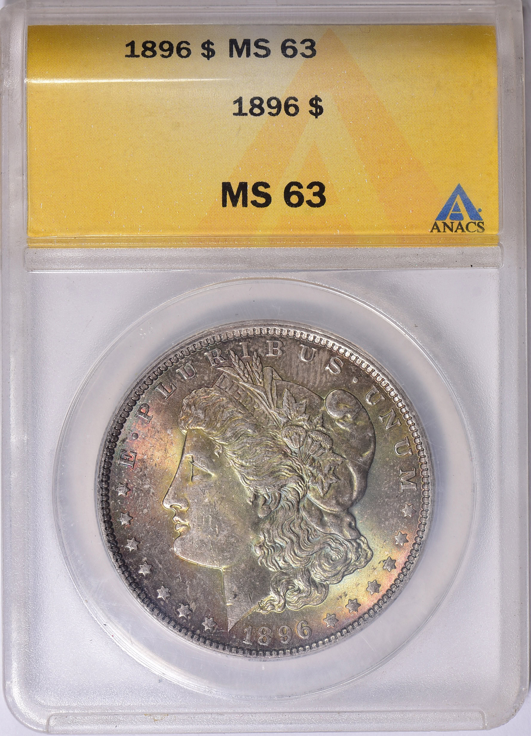 1896 Morgan Silver Dollar ANACS MS-63 (Toned) (Item 1764150) | GreatCollections Coin Auctions
