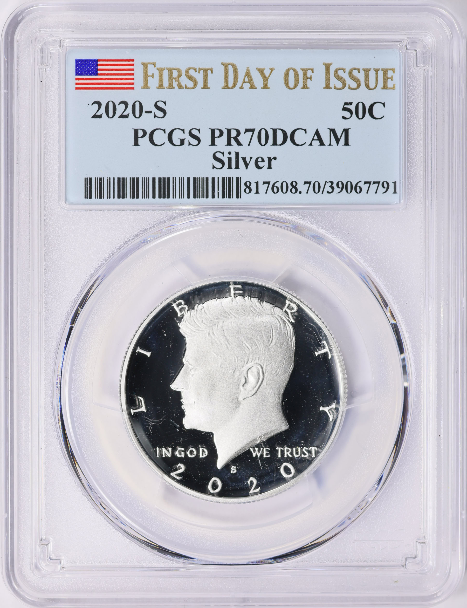 2020-S Kennedy Half Dollar Silver First Day of Issue PCGS Proof-70 DCAM (Item 1764161 ...