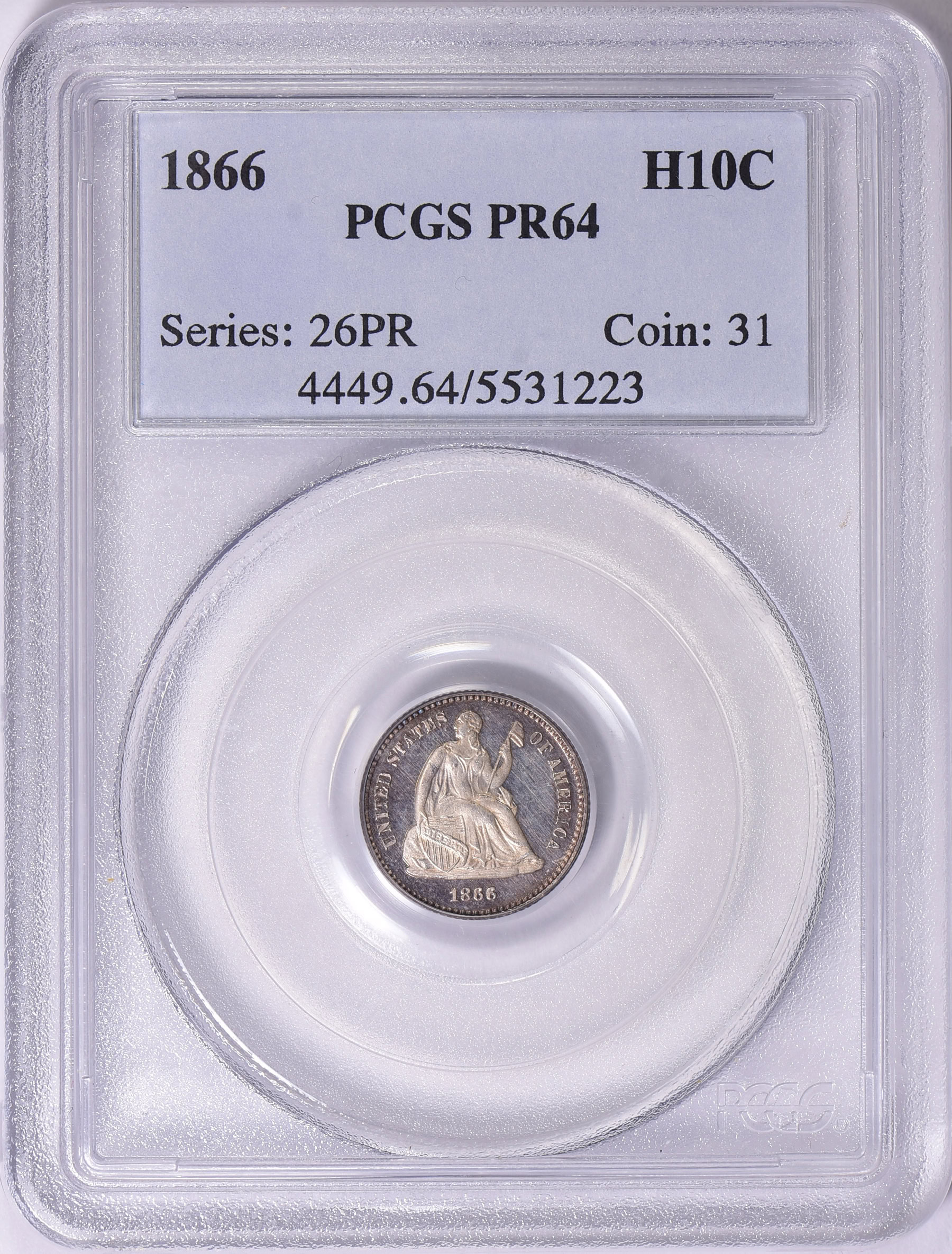 1866 Seated Liberty Half Dime PCGS Proof-64 (Item 1764195) | GreatCollections Coin Auctions