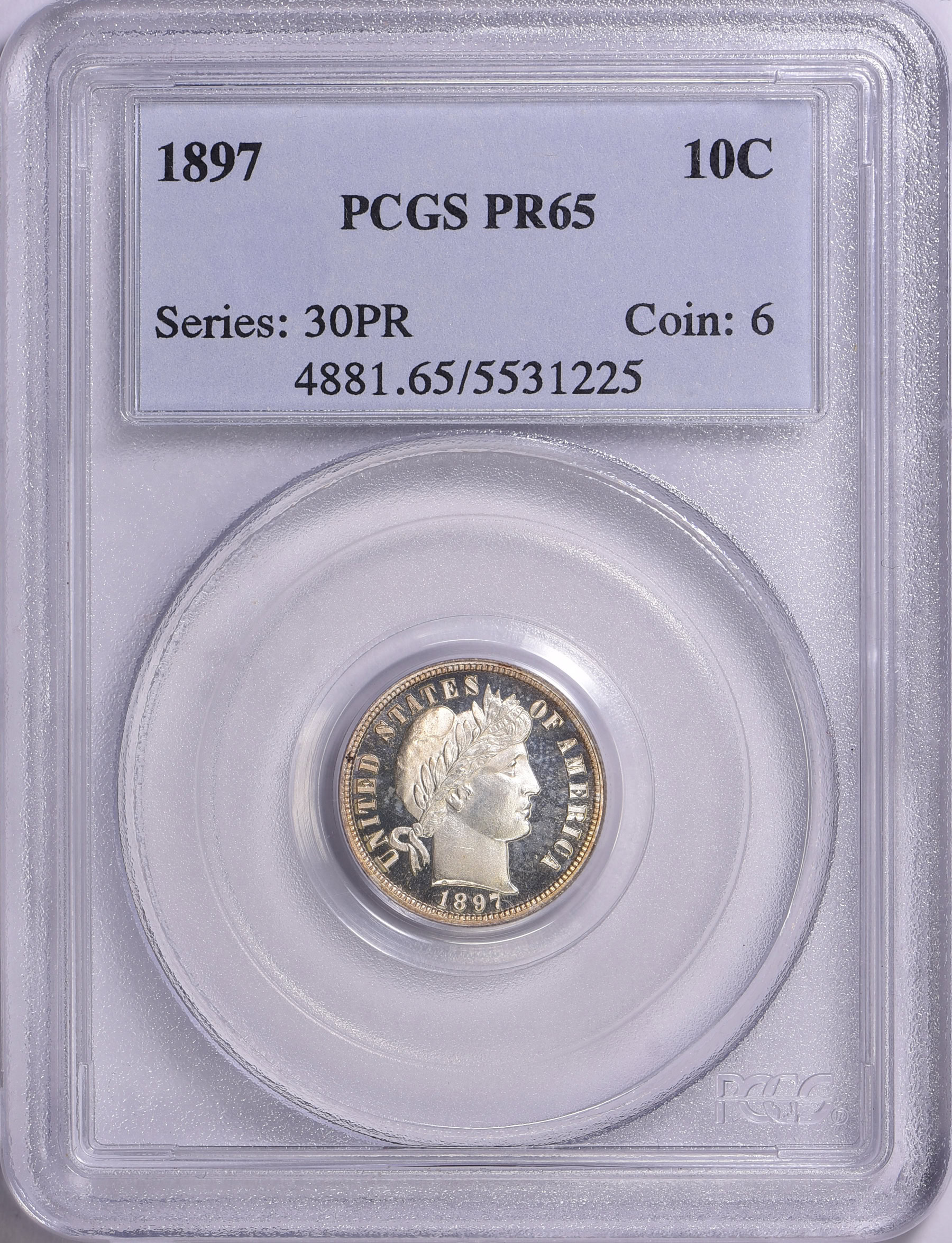 1897 Barber Dime PCGS Proof-65 (Item 1764198) | GreatCollections Coin Auctions