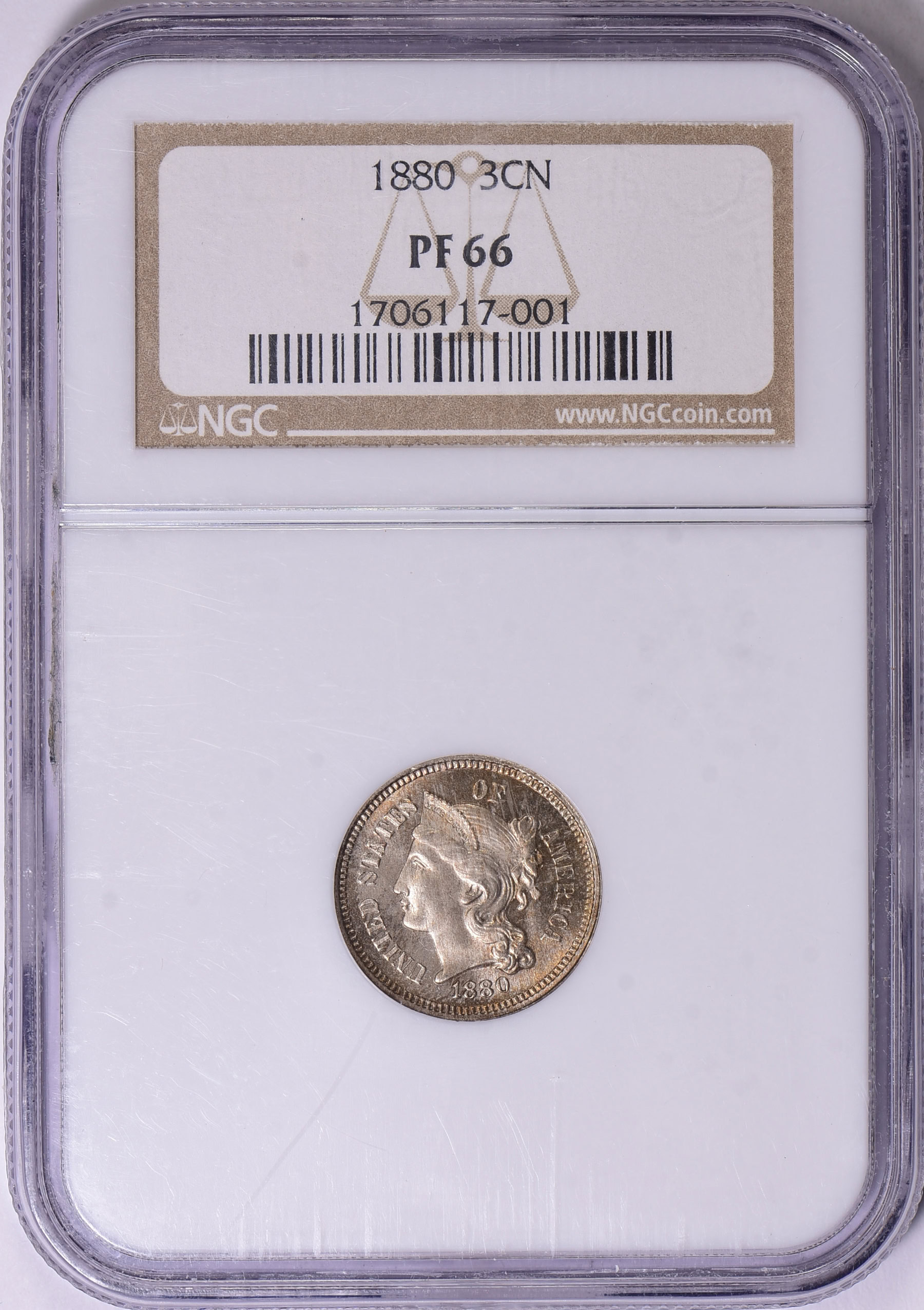 1880 Nickel Three-Cent Piece NGC Proof-66 (Item 1764215) | GreatCollections Coin Auctions