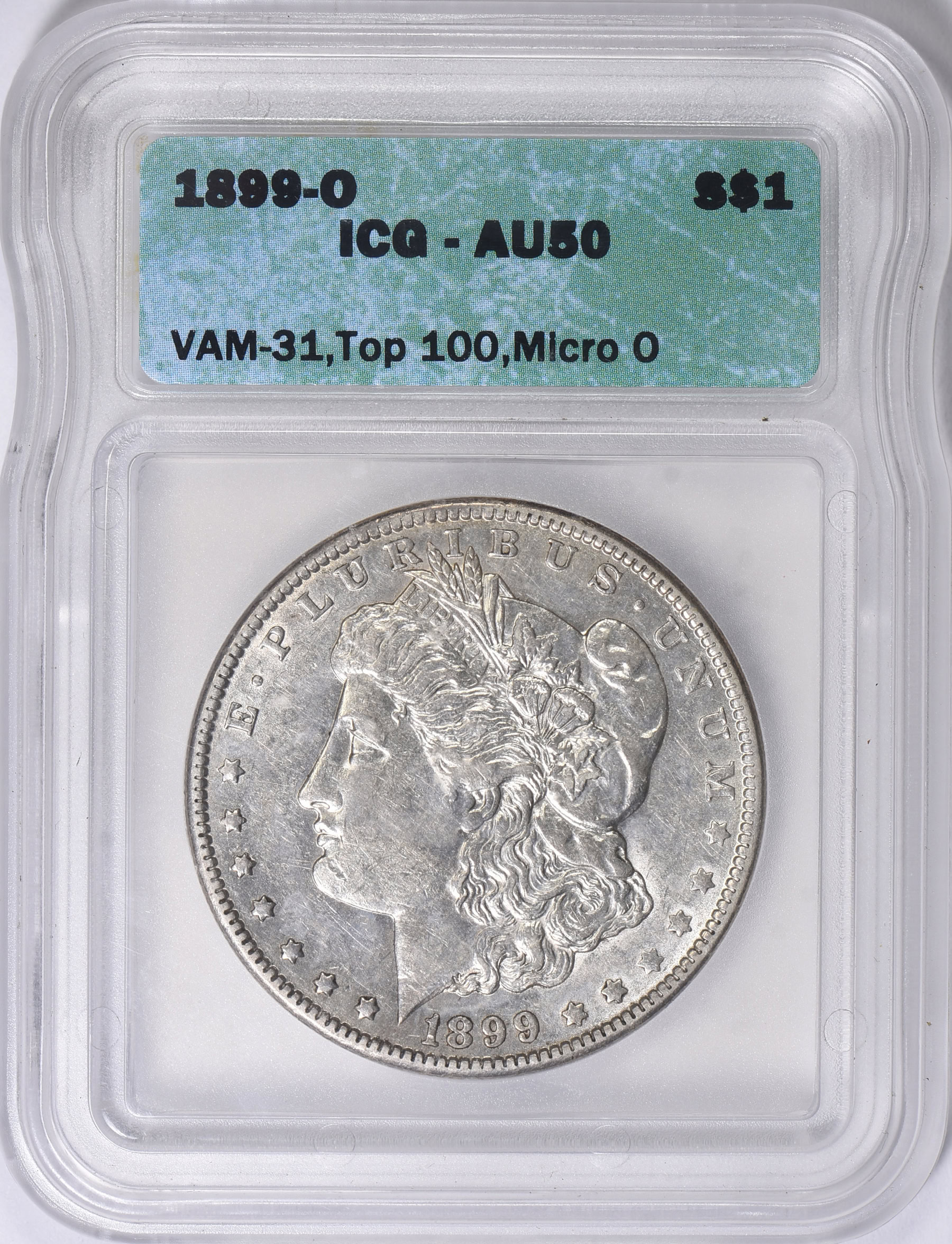 1899-O Morgan Silver Dollar Micro O VAM-31 Top 100 ICG AU-50 (Item ...