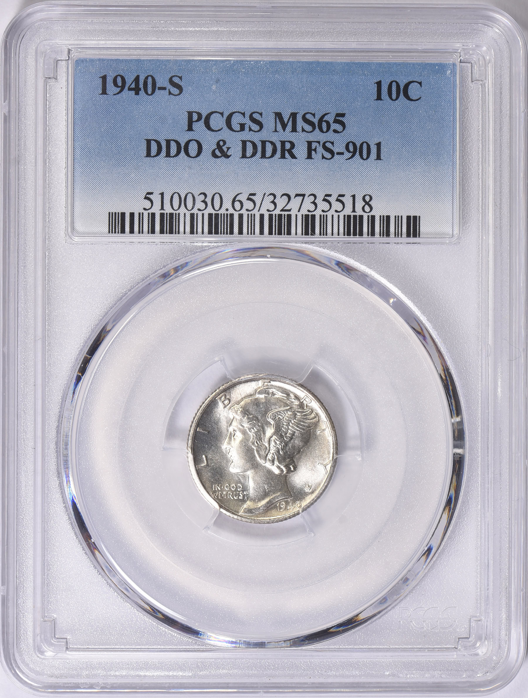 1940-S Mercury Dime Doubled Die Obverse & Doubled Die Reverse FS-901 PCGS MS-65 (Item 1764243 ...