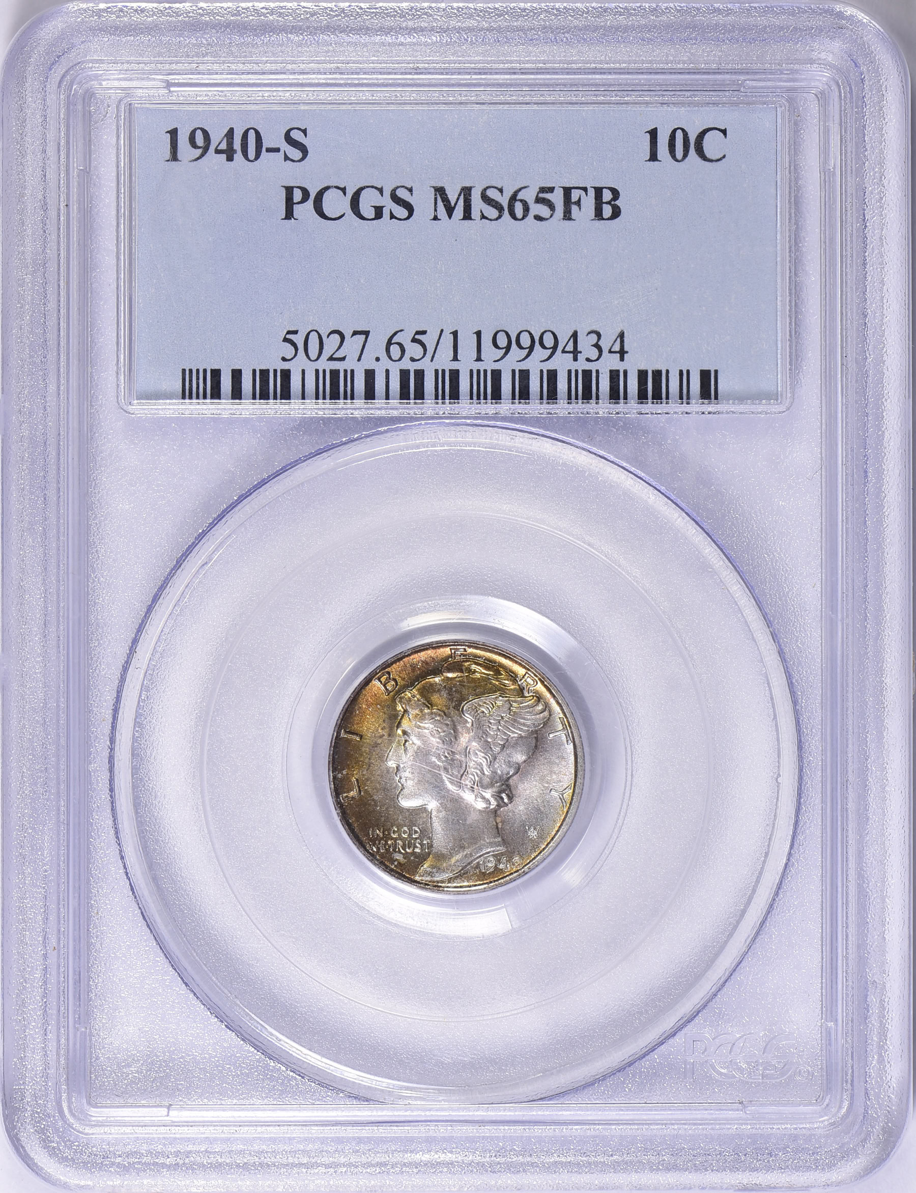 1940-S Mercury Dime PCGS MS-65 FB (Toned) (Item 1764244) | GreatCollections Coin Auctions