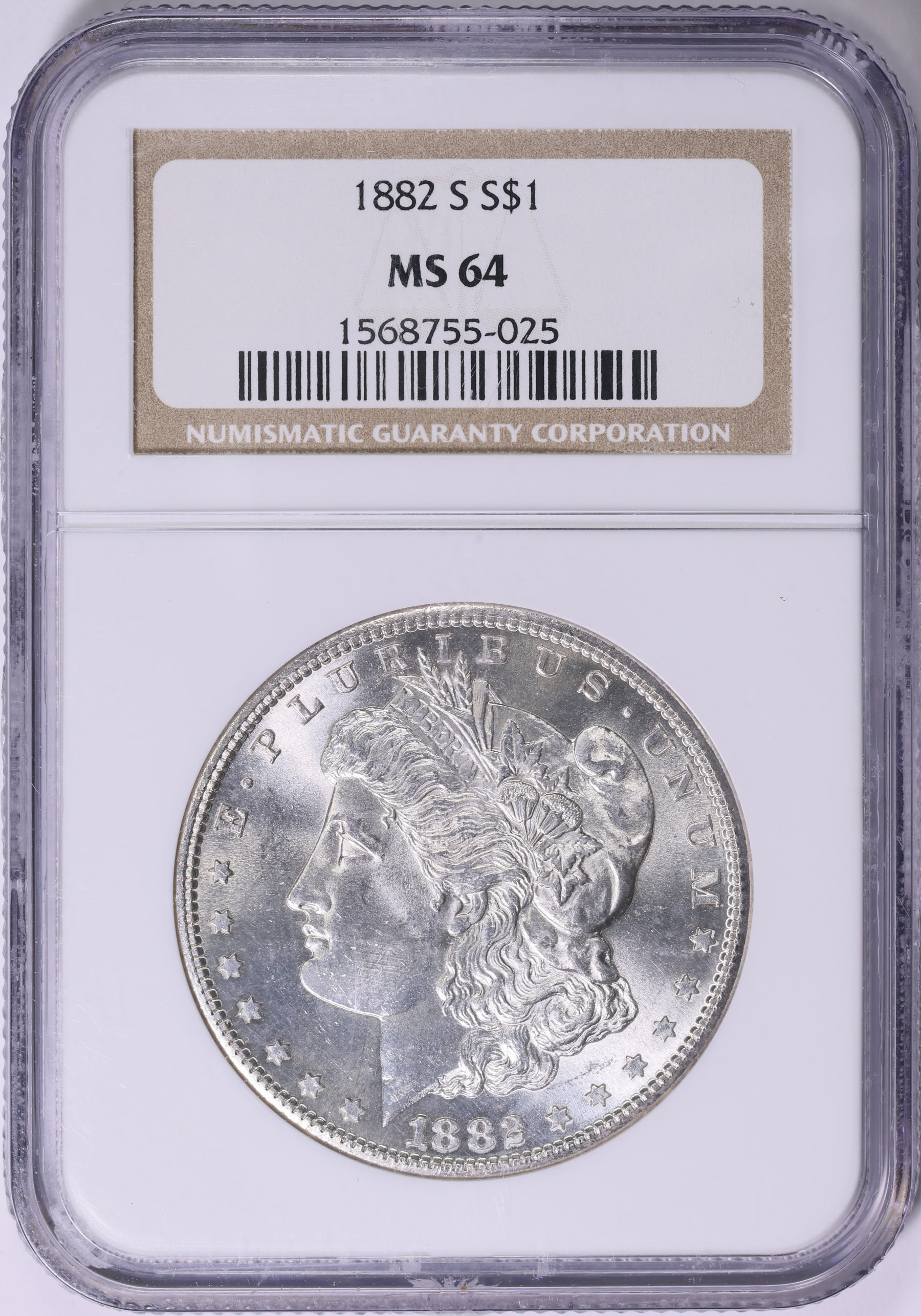 1882-S Morgan Silver Dollar NGC MS-64 (Item 1764378) | GreatCollections Coin Auctions