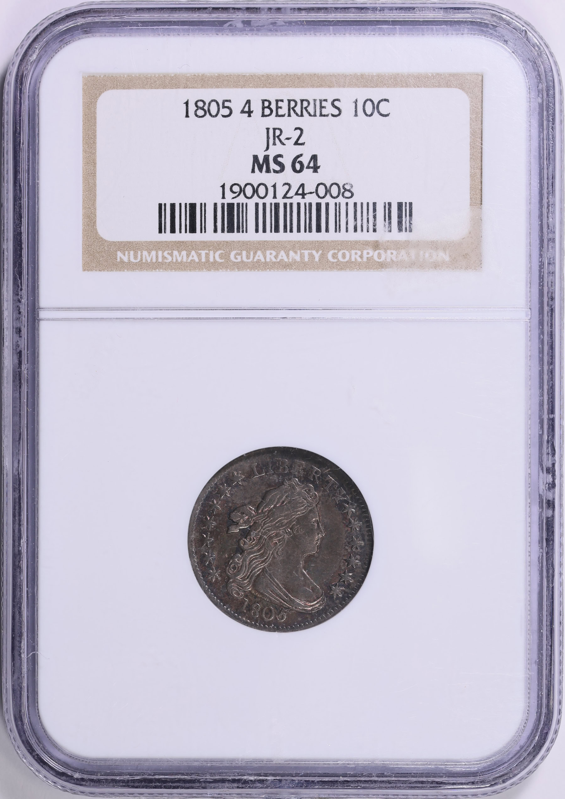 1805 Draped Bust Dime 4 Berries JR-2 NGC MS-64 (Toned) (Item 1764438 ...
