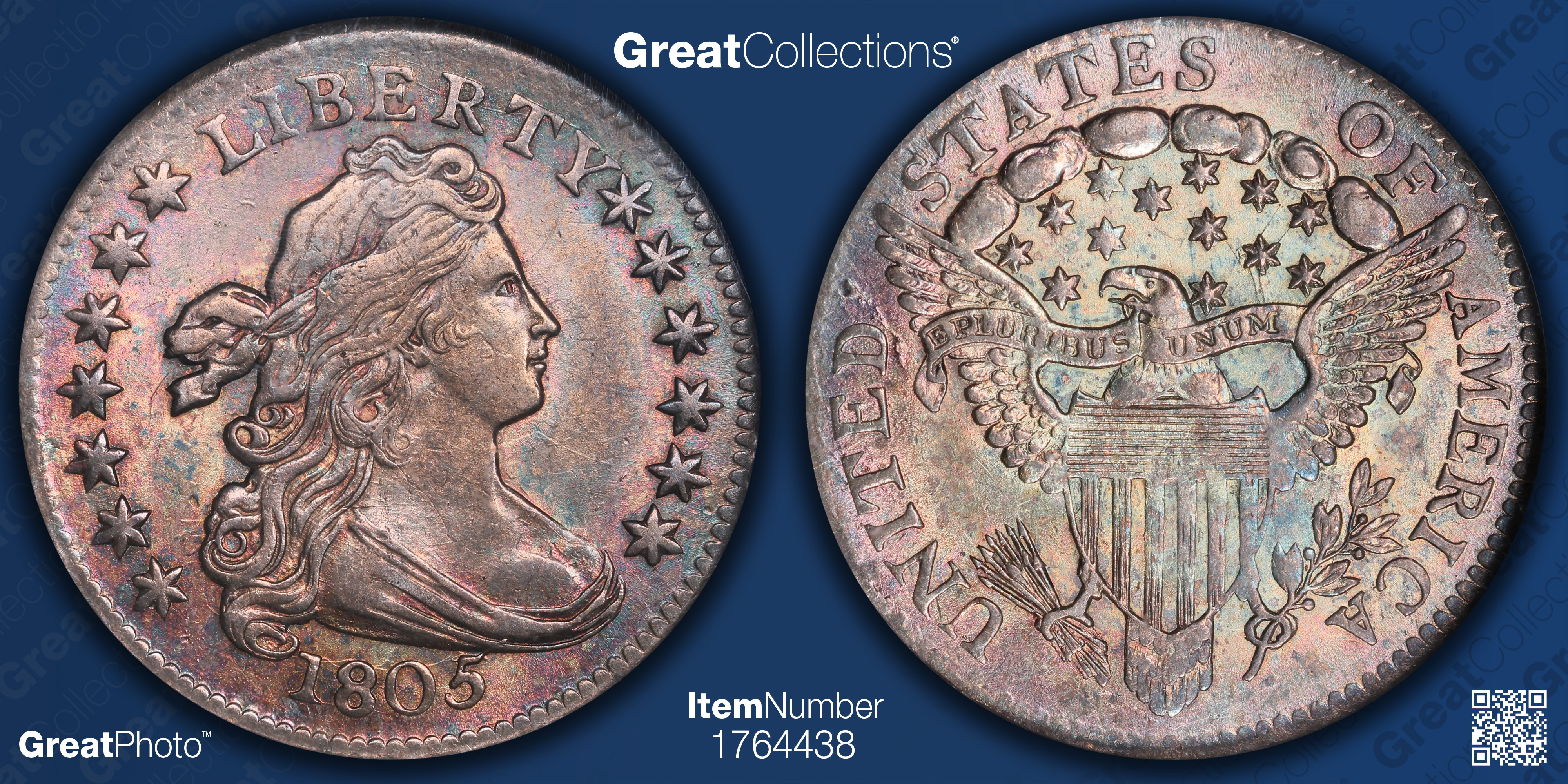 1805 Draped Bust Dime 4 Berries JR-2 NGC MS-64 (Toned) (Item 1764438 ...