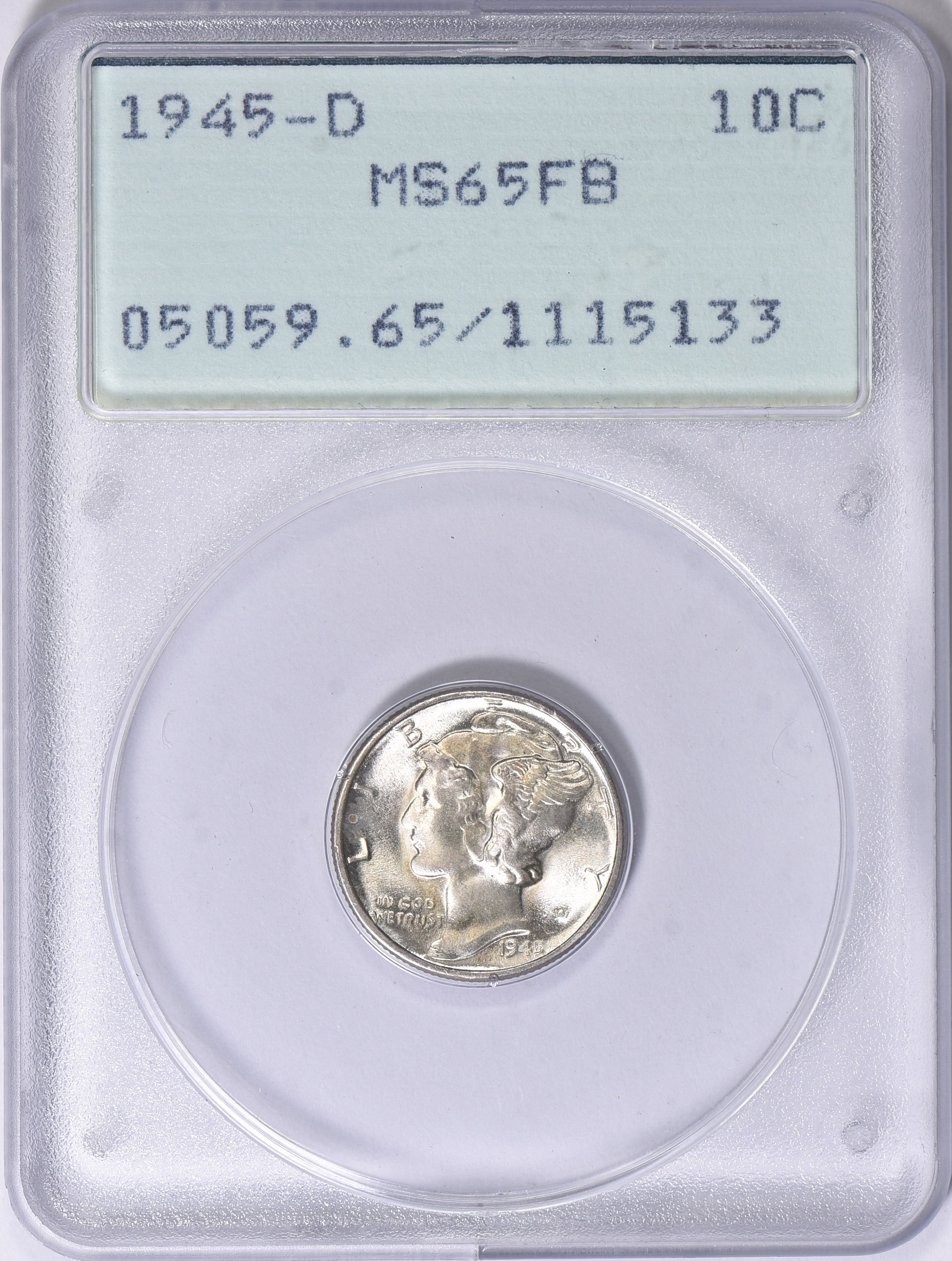 1945-D Mercury Dime PCGS MS-65 FB OGH (1st Gen) (Item 1764505) | GreatCollections Coin Auctions