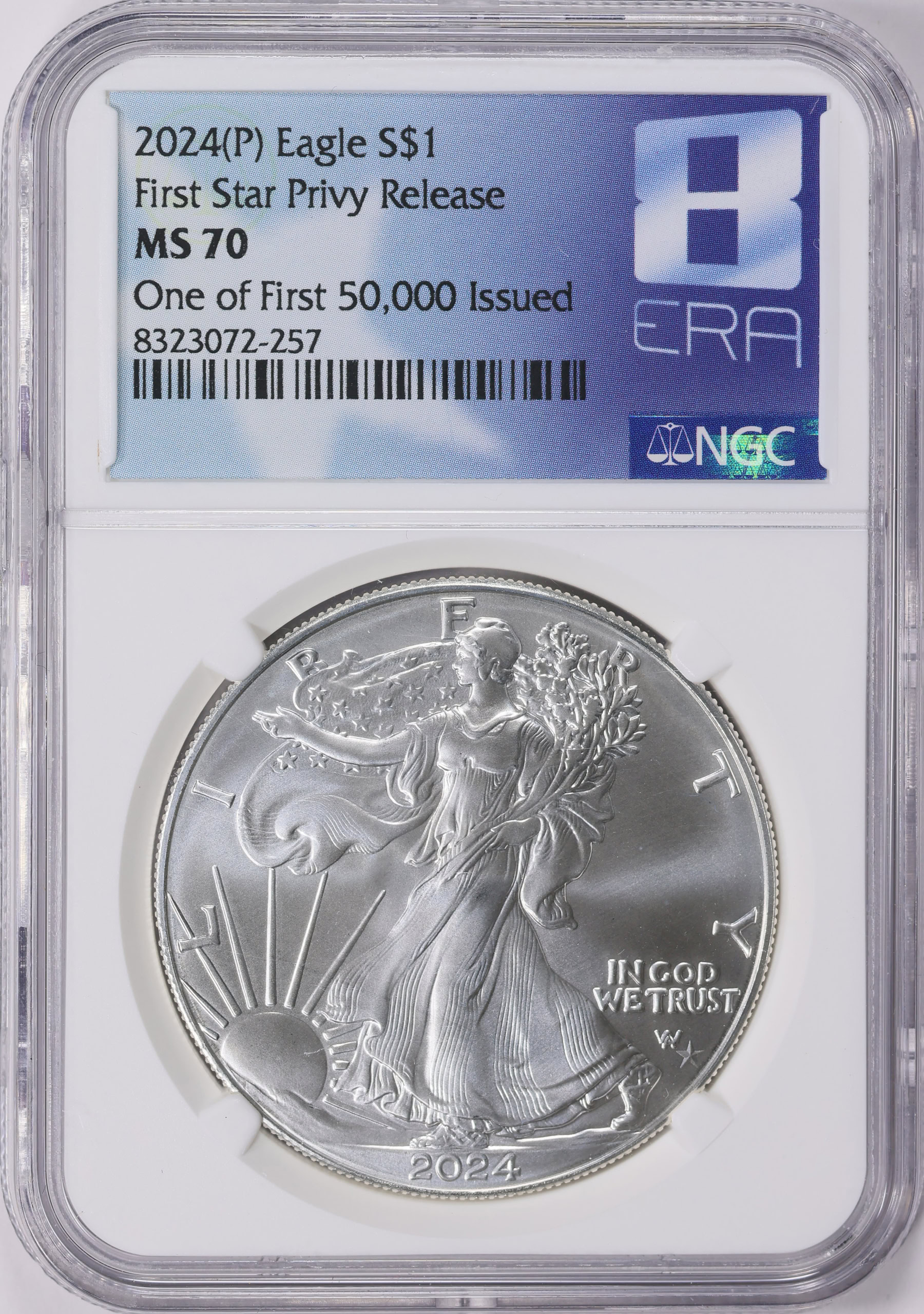 2024 $1 Silver Eagle First Star Privy Release NGC MS-70 (Eighth Era/Nice Gang Label) | NGC Cert ...