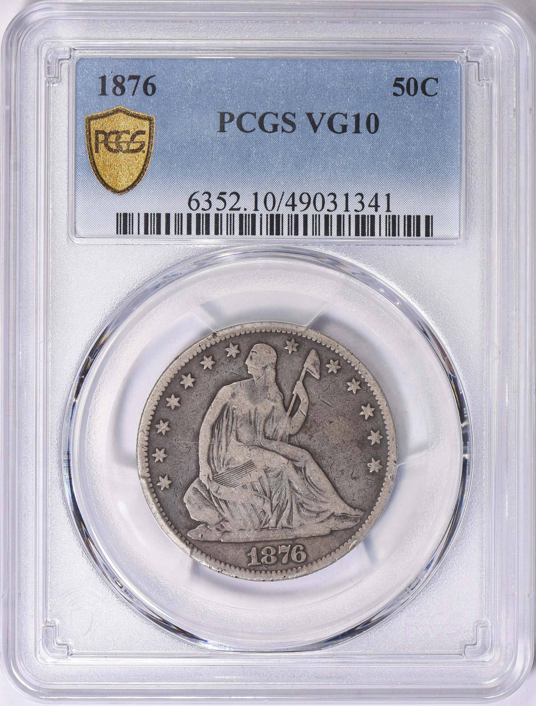 1876 Seated Liberty Half Dollar PCGS VG-10 (Item 1764670) | GreatCollections Coin Auctions