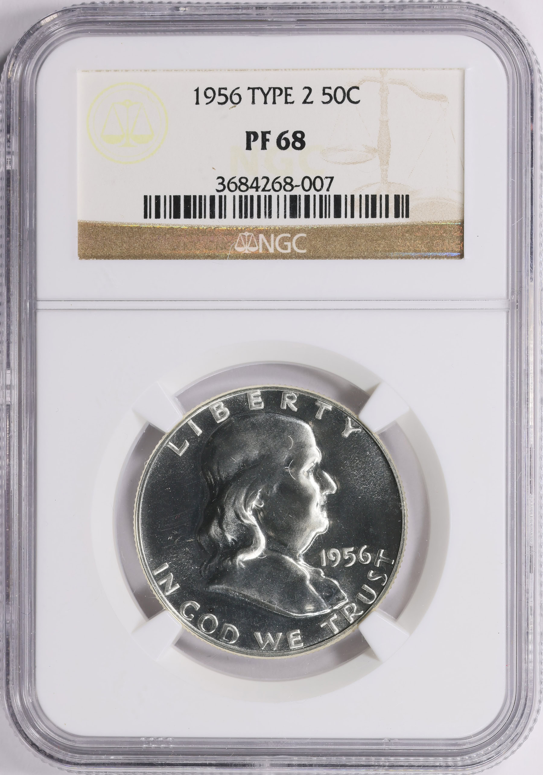 1956 Franklin Half Dollar Type 2 NGC Proof-68 (Item 1764758) | GreatCollections Coin Auctions