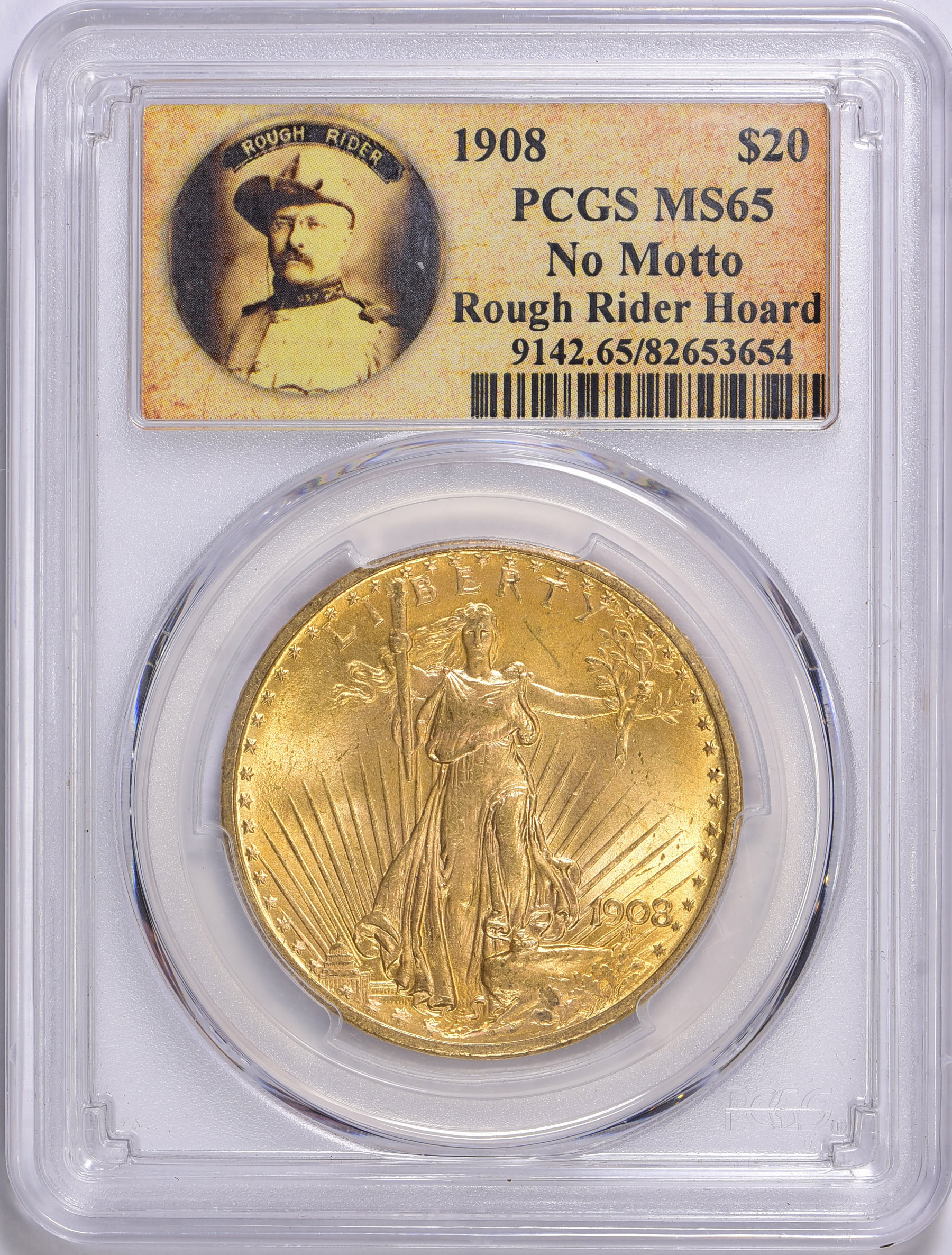 1908 Saint-Gaudens Gold Double Eagle No Motto PCGS MS-65 (Rough Rider ...