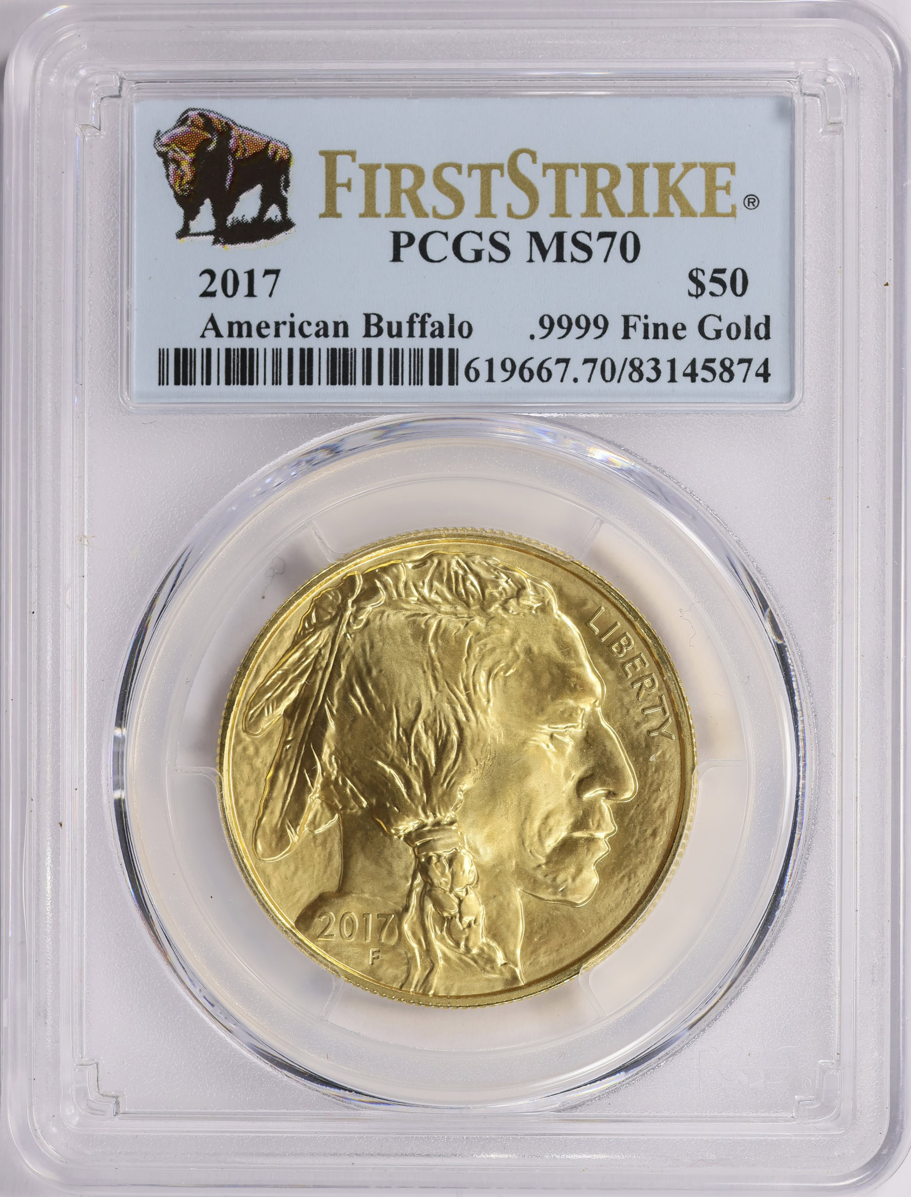 2017 $50 One-Ounce Gold American Buffalo First Strike Buffalo PCGS MS-70 (Item 1764765 ...