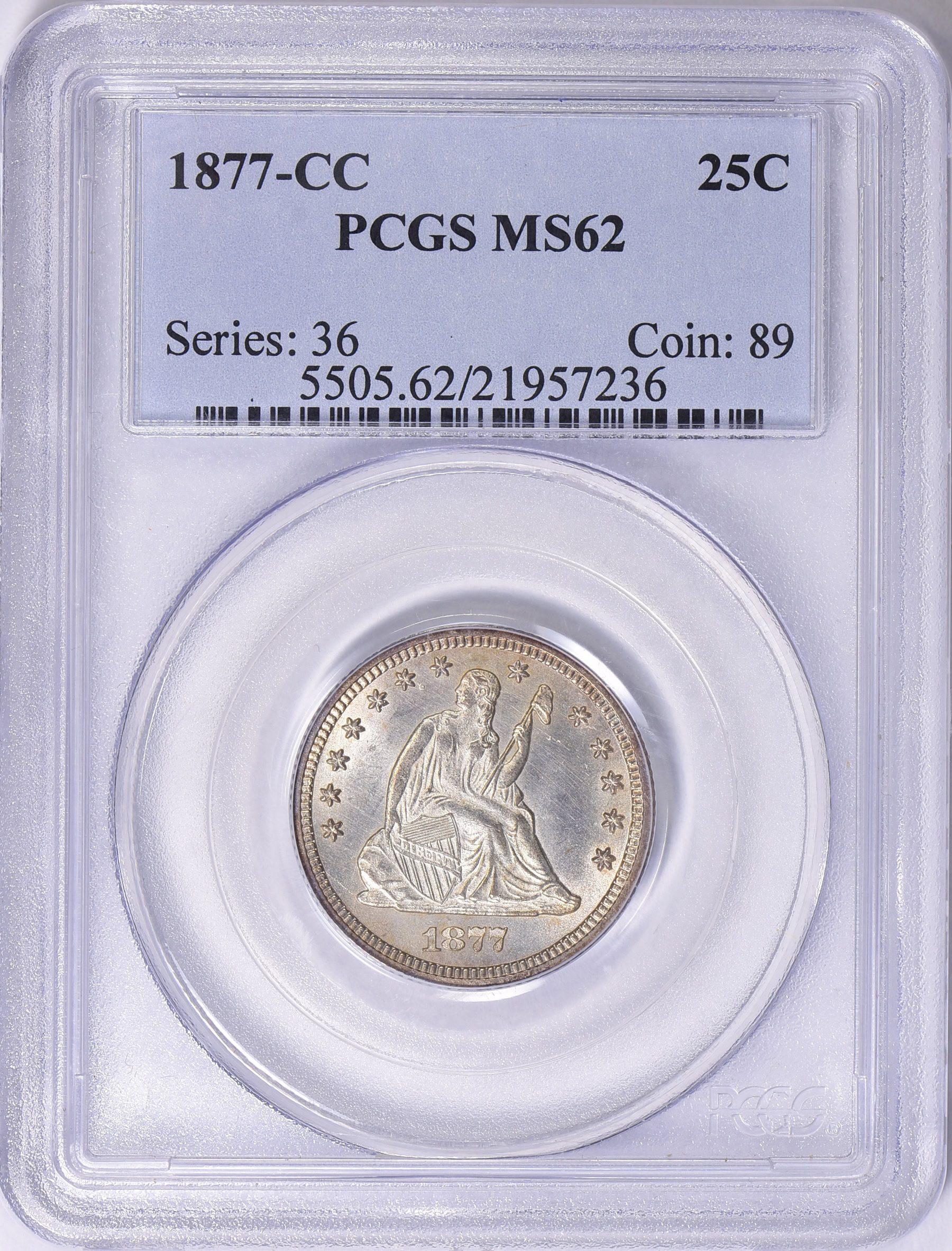 1877-CC Seated Liberty Quarter PCGS MS-62 (Item 1764782) | GreatCollections Coin Auctions
