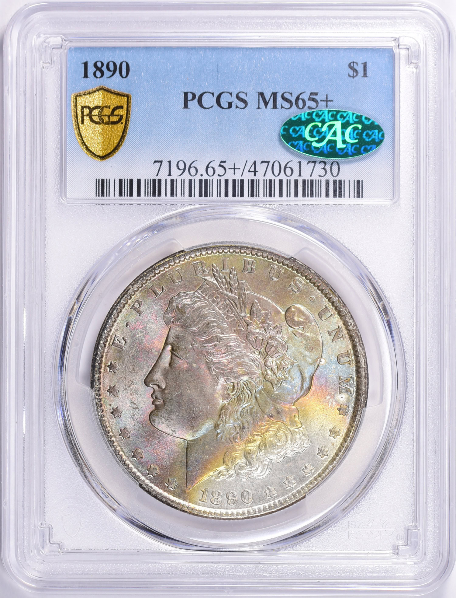 1890 Morgan Silver Dollar PCGS MS-65+ (CAC Green) (Toned) (Item 1764833) | GreatCollections Coin ...