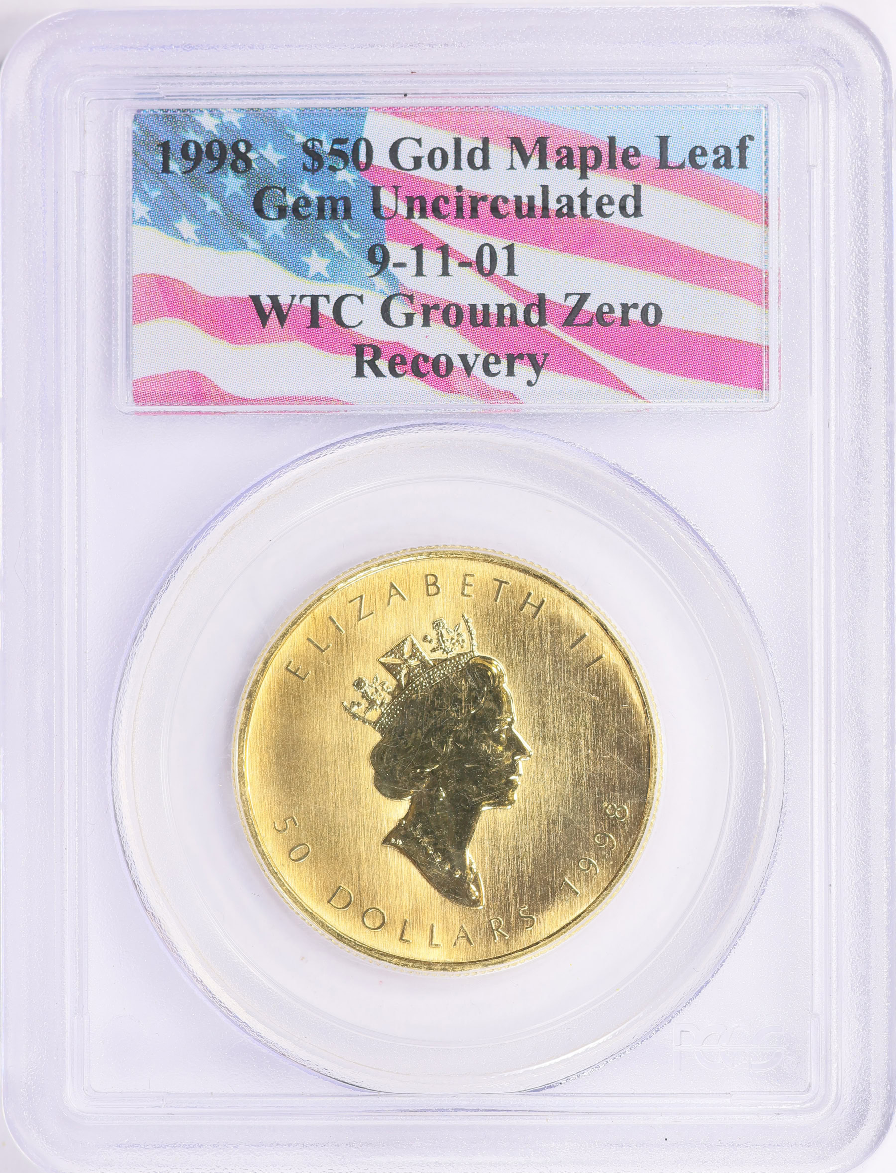 Canada 1998 Gold $50 Maple Leaf WTC World Trade Center Ground Zero ...