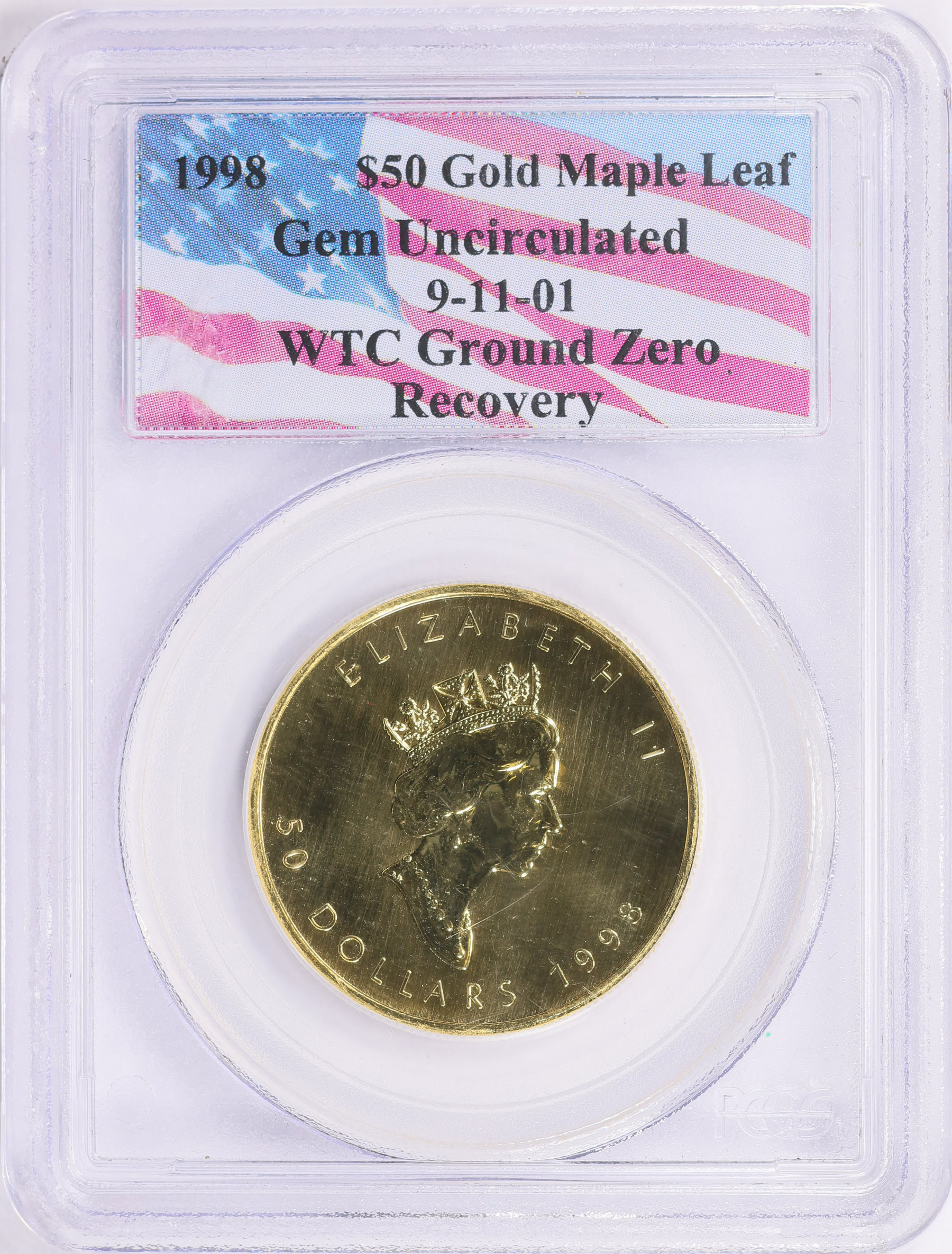 Canada 1998 Gold $50 Maple Leaf WTC World Trade Center Ground Zero ...