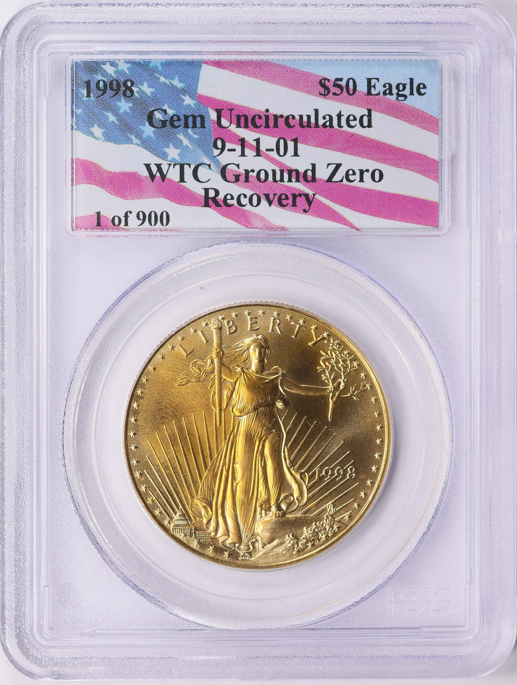 1998 $50 One-Ounce Gold American Eagle WTC World Trade Center Ground ...