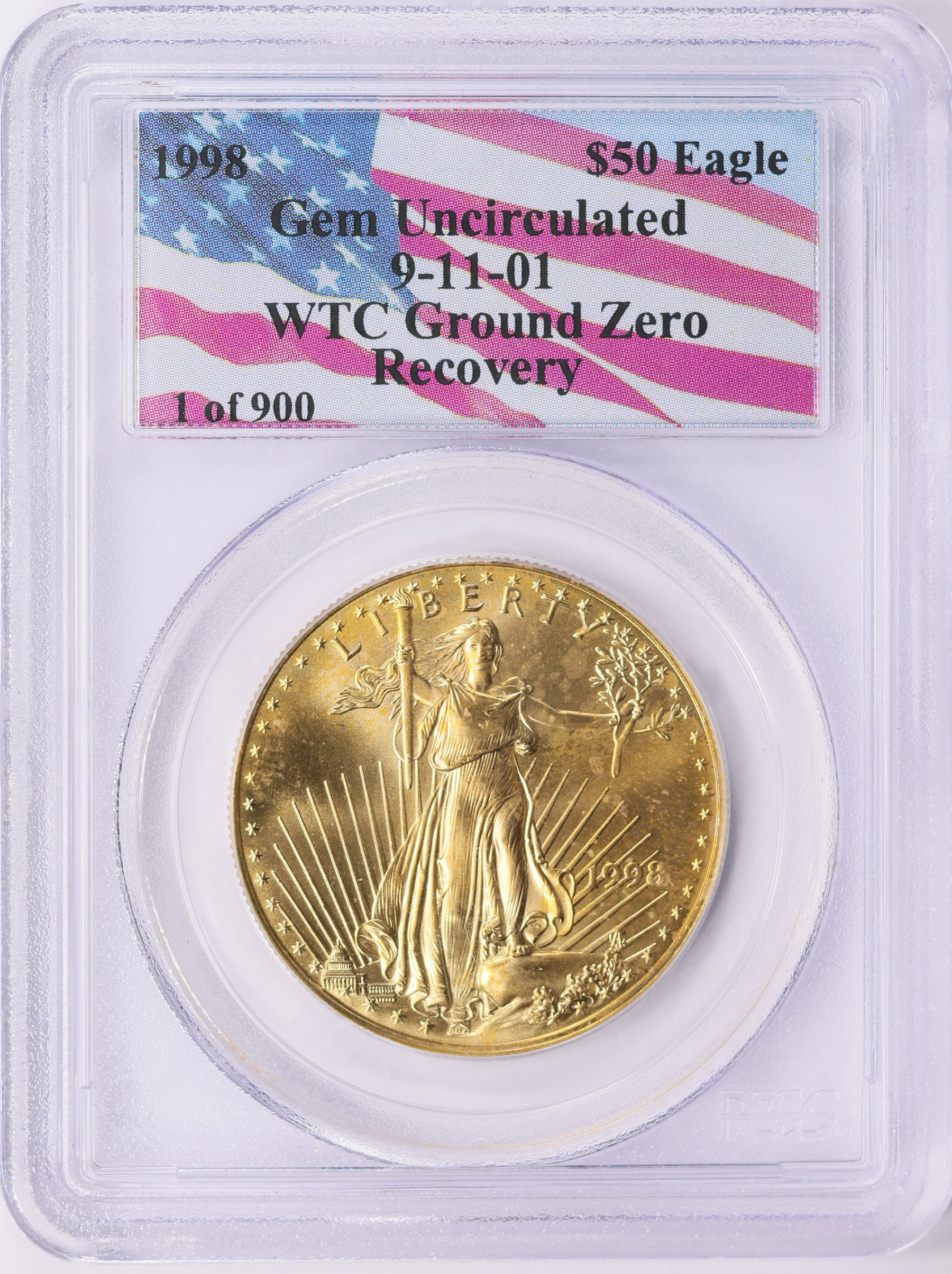 1998 $50 One-Ounce Gold American Eagle WTC World Trade Center Ground ...
