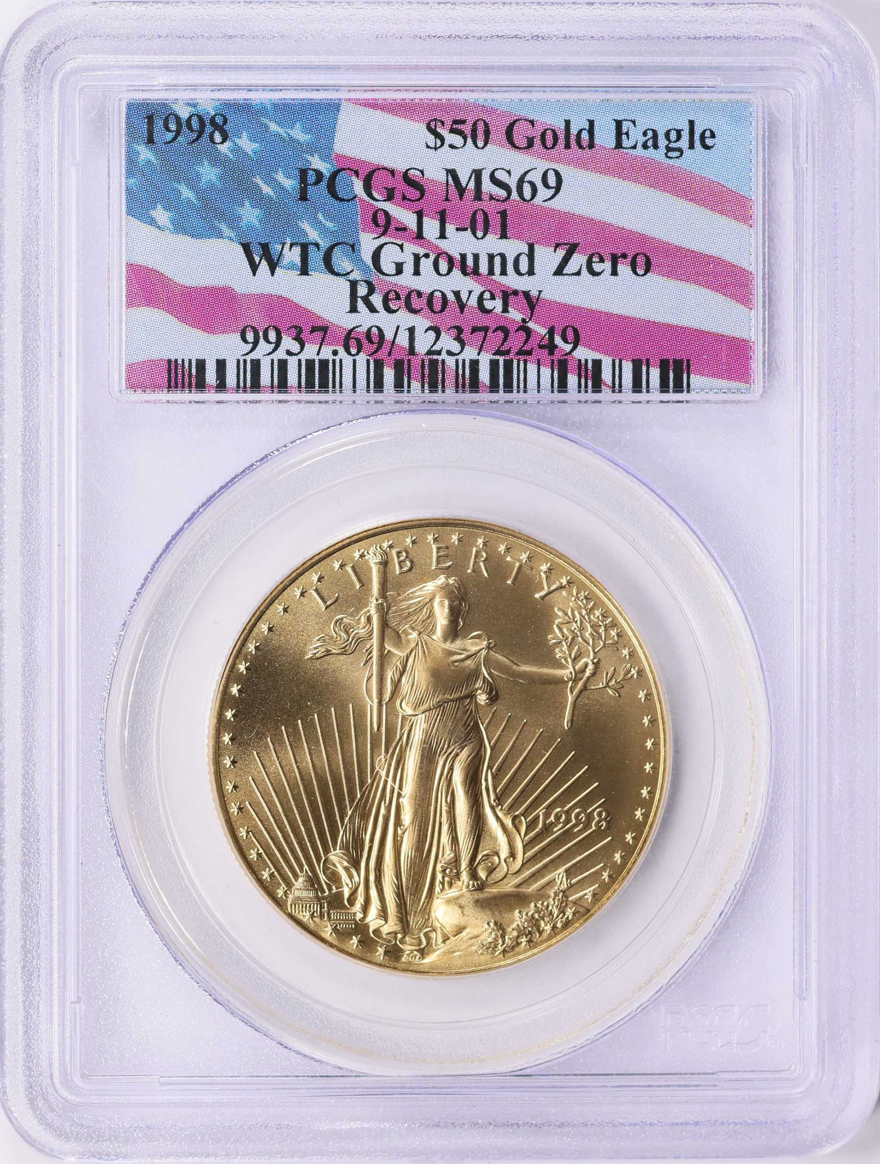 1998 $50 One-Ounce Gold American Eagle WTC World Trade Center Ground ...