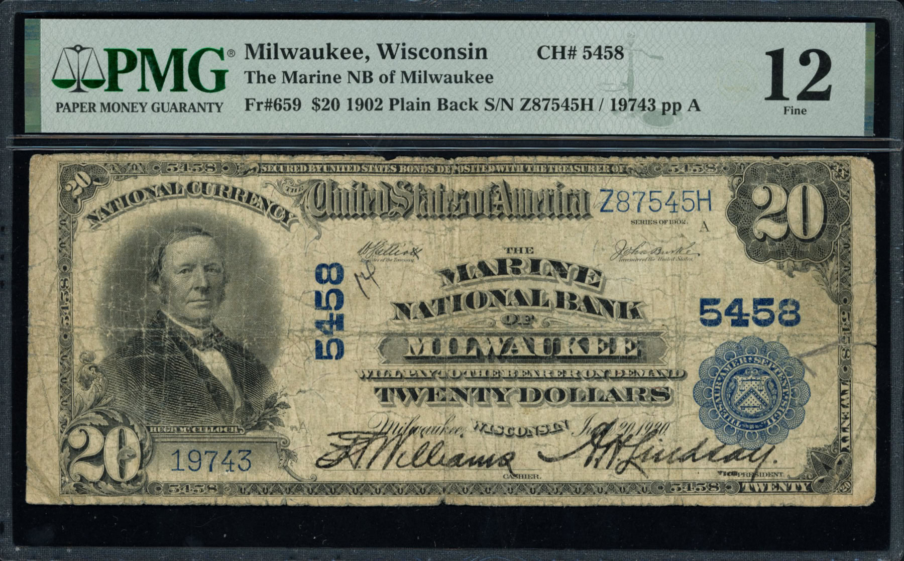 Fr. 659 Milwaukee, Wisconsin 1902 The Marine National Bank of Milwaukee ...