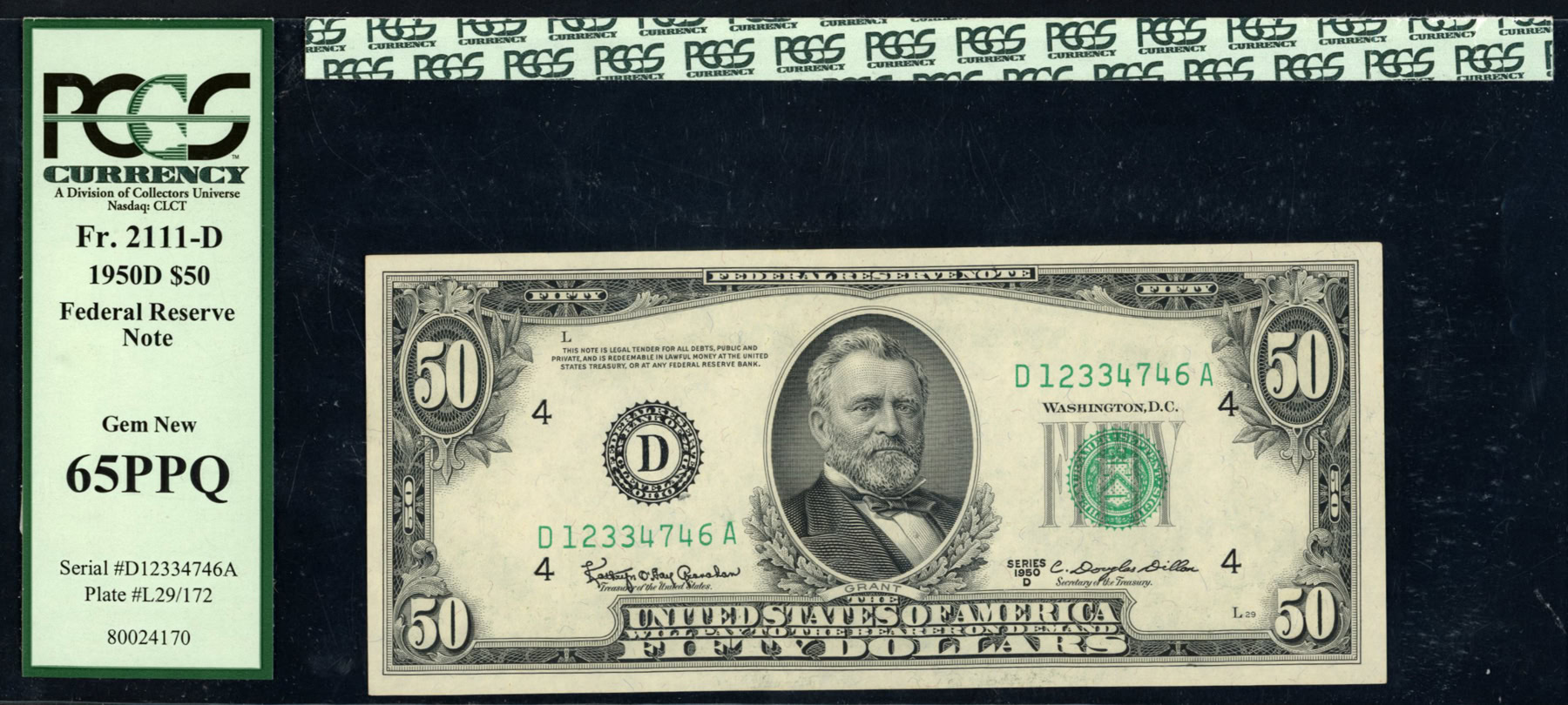 Fr. 2111-D (DA Block) 1950D $50 Cleveland Federal Reserve Note Granahan ...