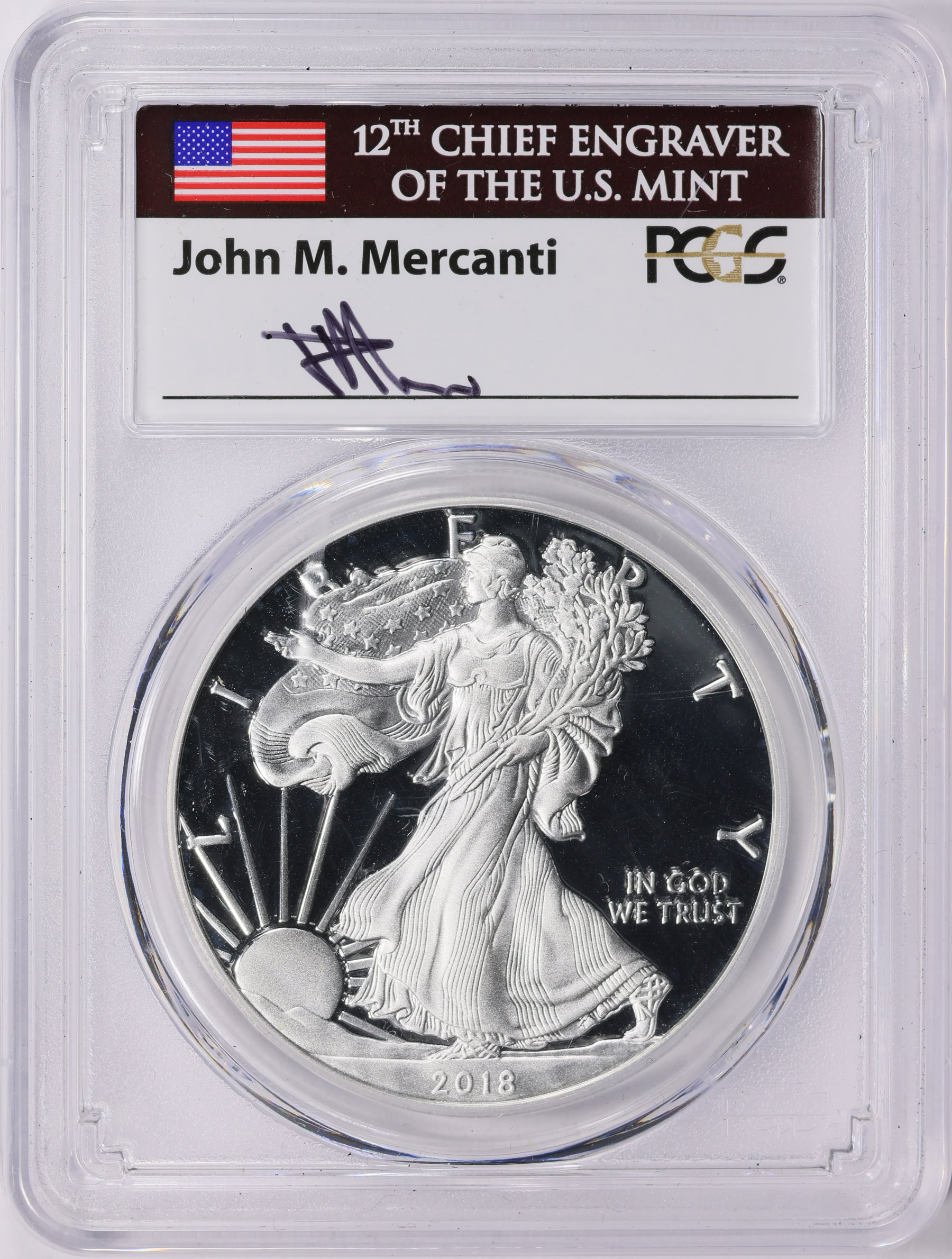 2018-S $1 Silver Eagle First Day of Issue Washington D.C. PCGS Proof-70 ...