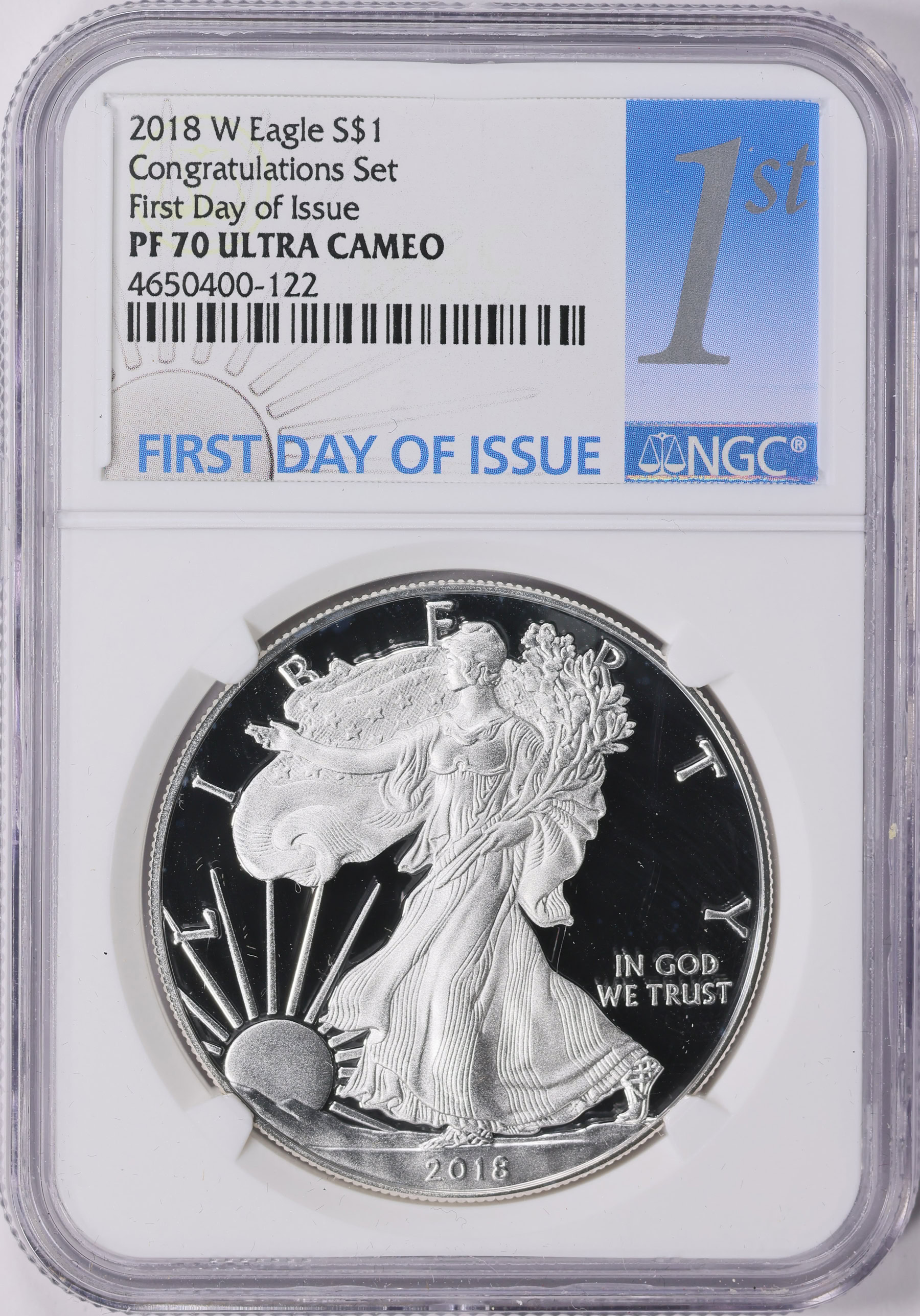2018-W $1 Silver Eagle From the Congratulations Set First Day of Issue ...