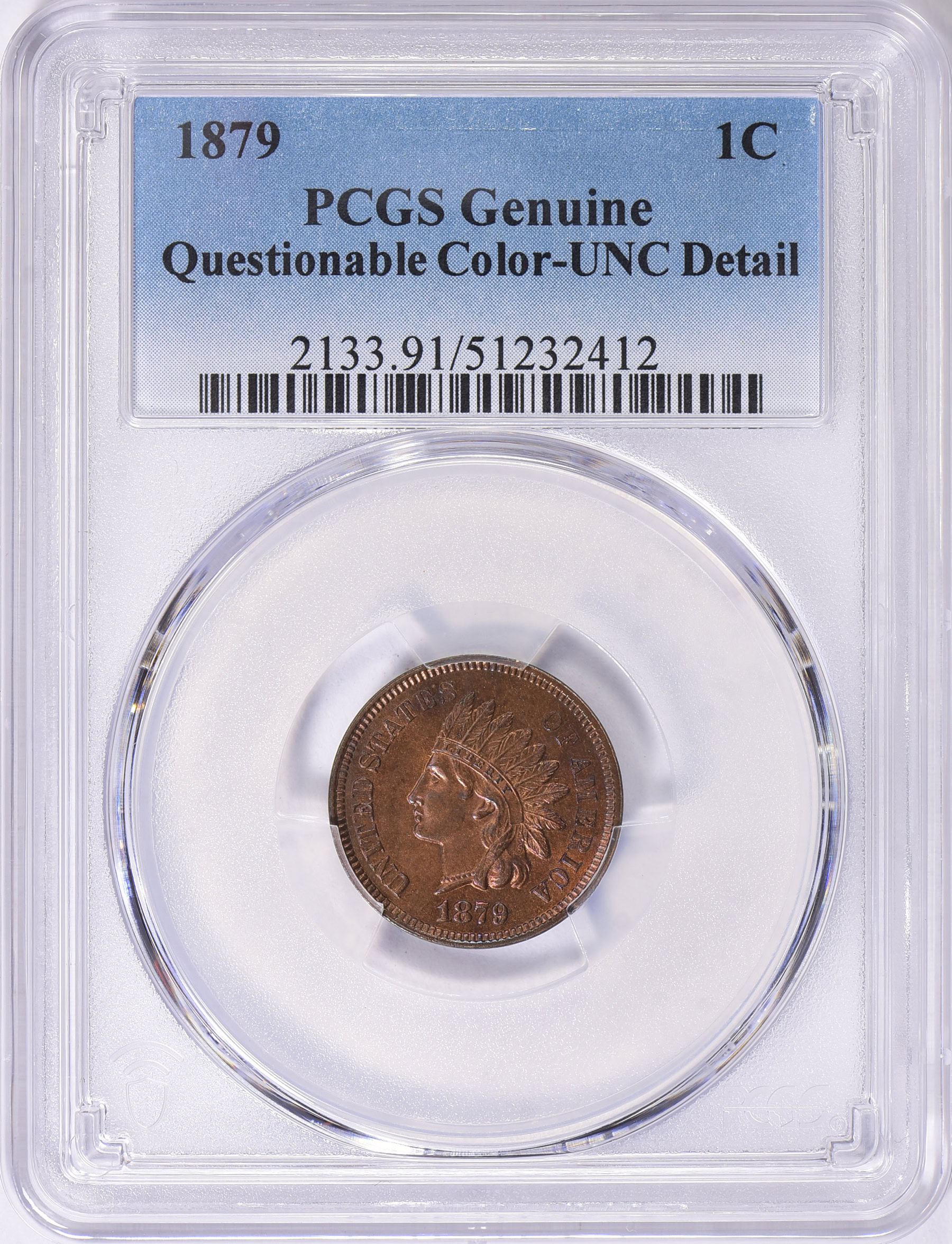 1879 Indian Cent PCGS Genuine Unc Details (Art. Toned) (Item 1765124 ...