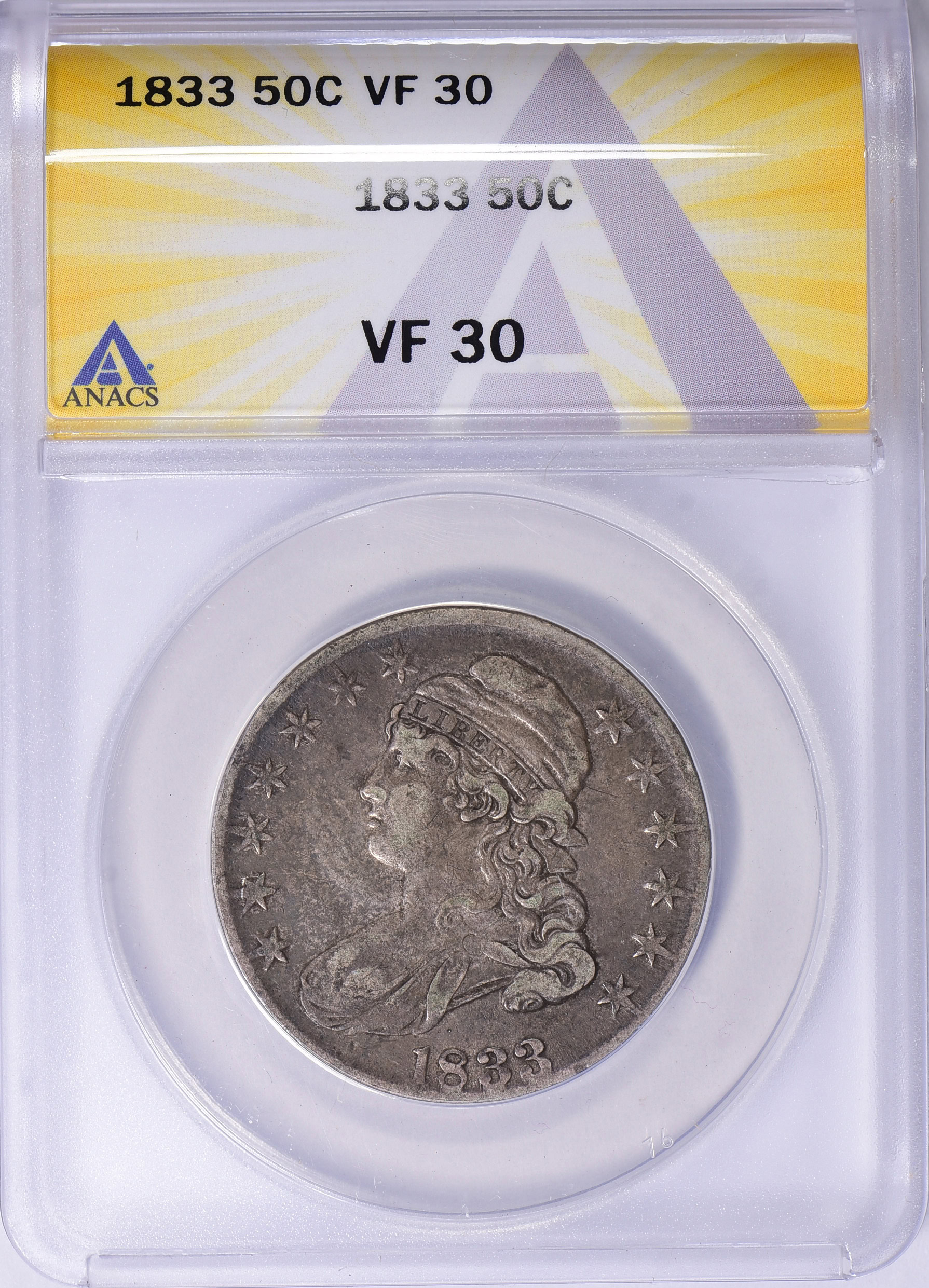 1833 Capped Bust Half Dollar ANACS VF-30 (Item 1765136 ...