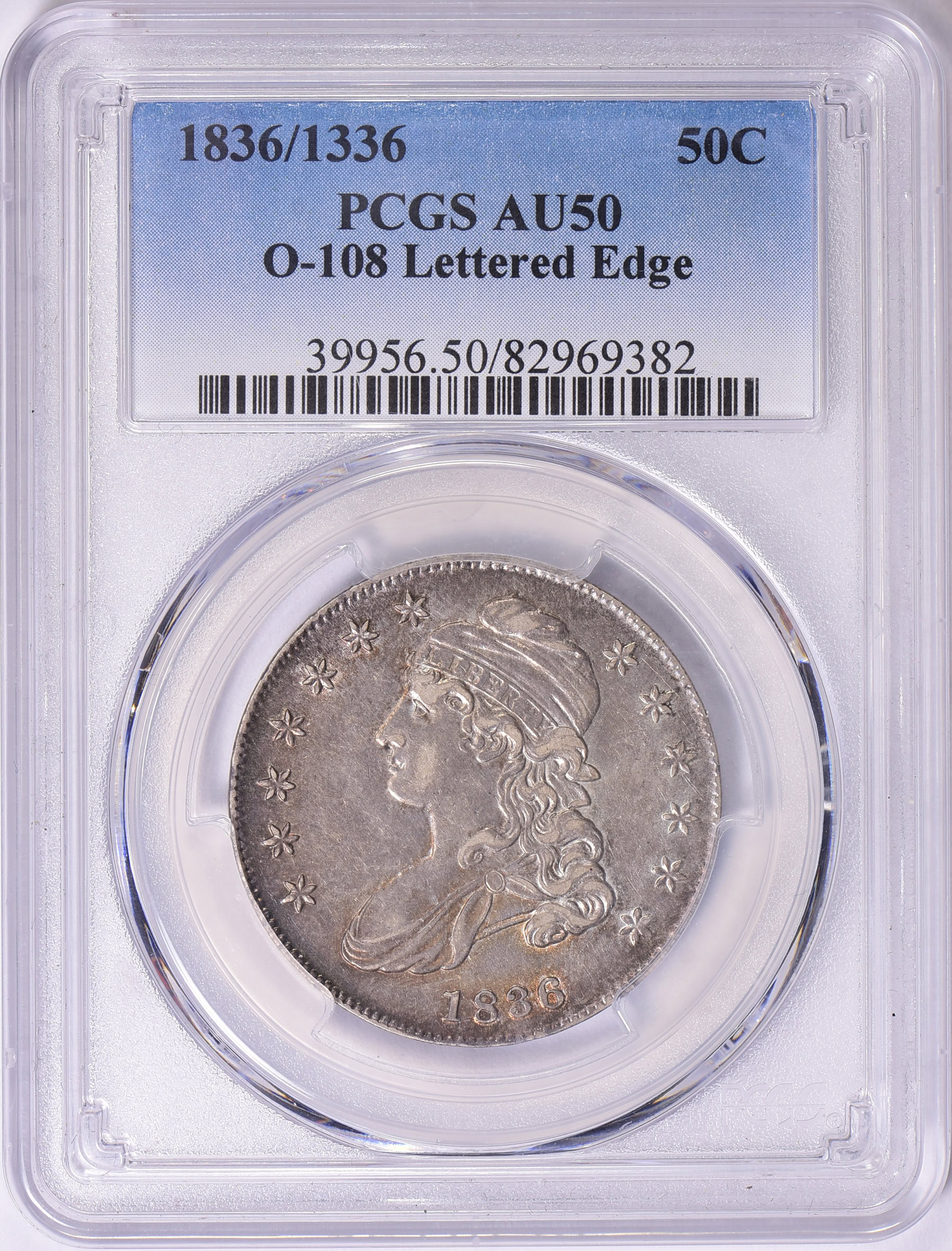 1836/1336 Capped Bust Half Dollar Lettered Edge Overton 108 PCGS AU-50 (Toned) (Item 1765196 ...