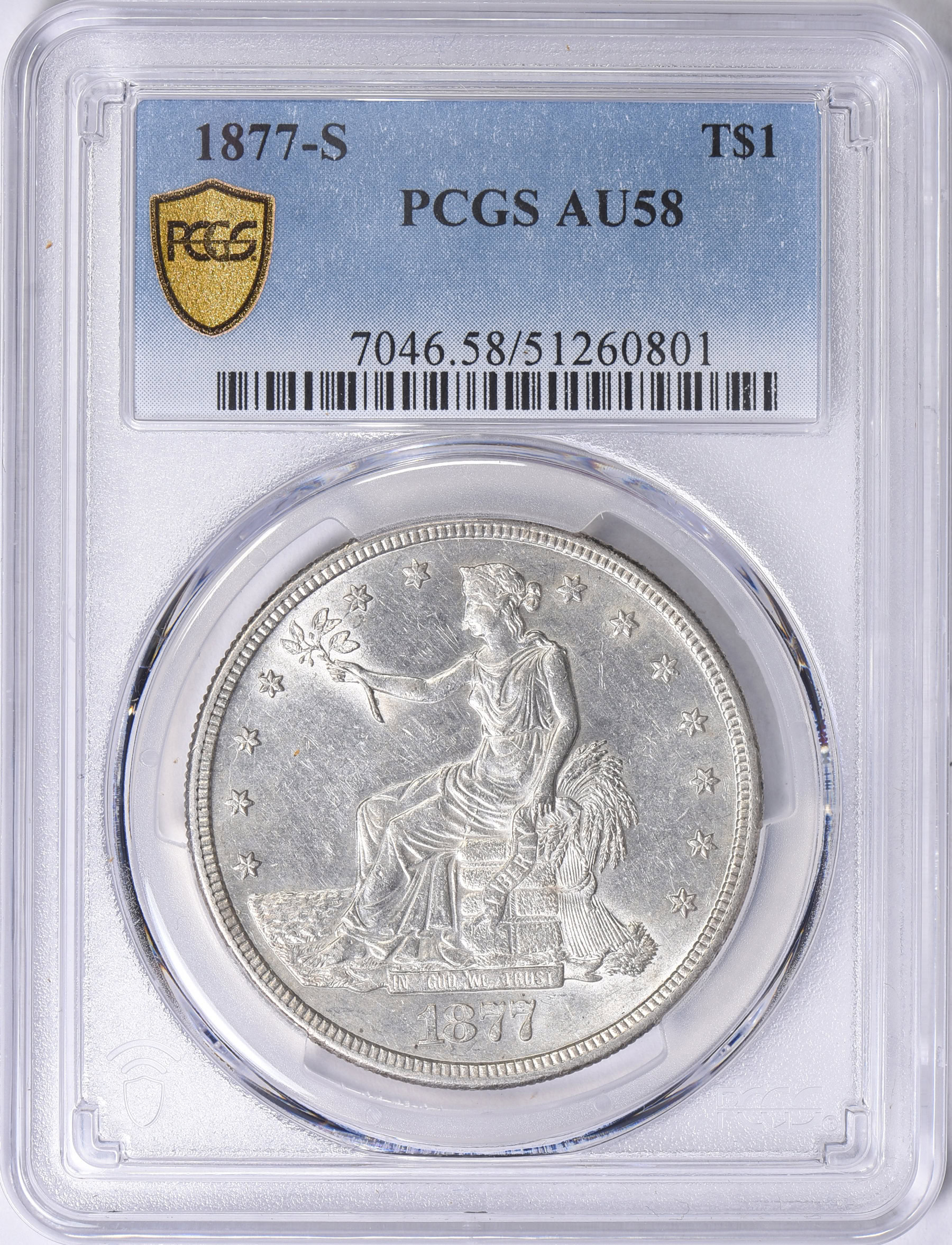 1877-S Trade Silver Dollar PCGS AU-58 (Item 1765207) | GreatCollections Coin Auctions
