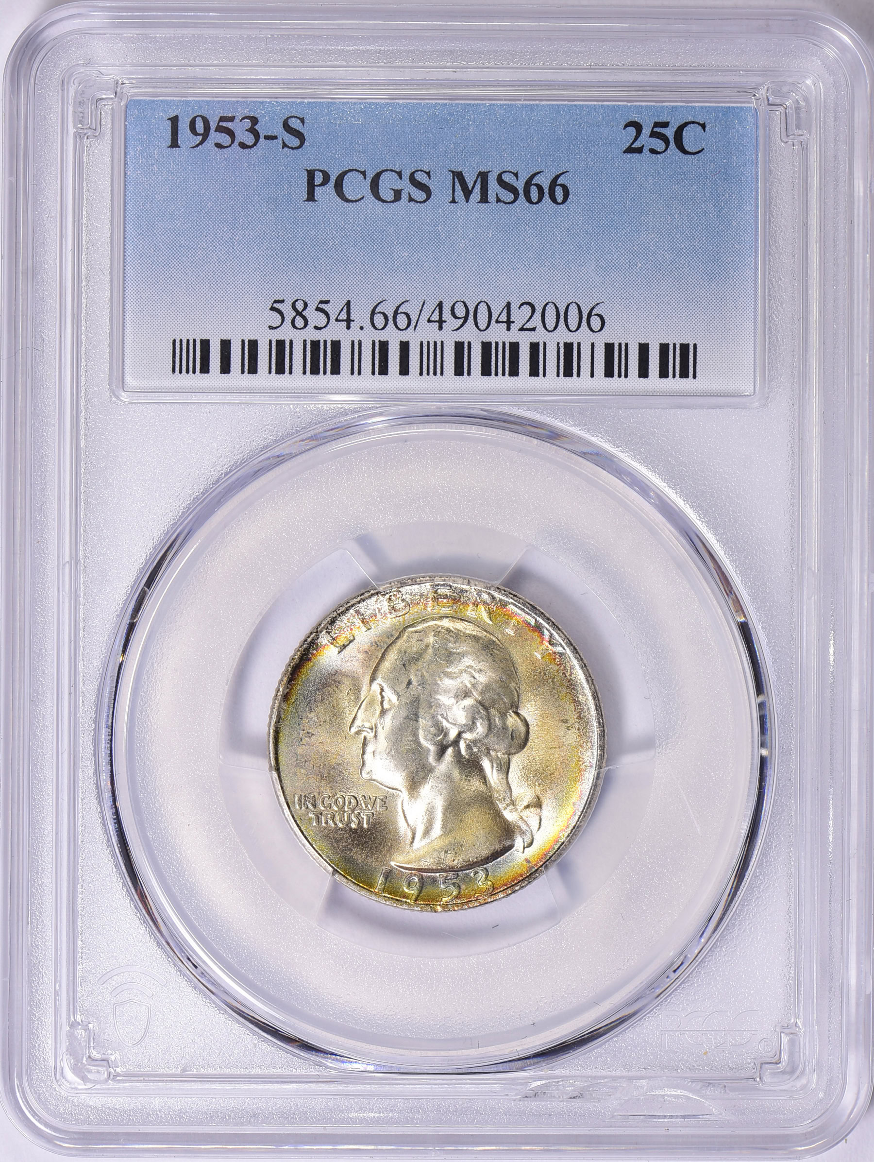 1953-S Washington Quarter PCGS MS-66 (Toned) (Item 1765335) | GreatCollections Coin Auctions