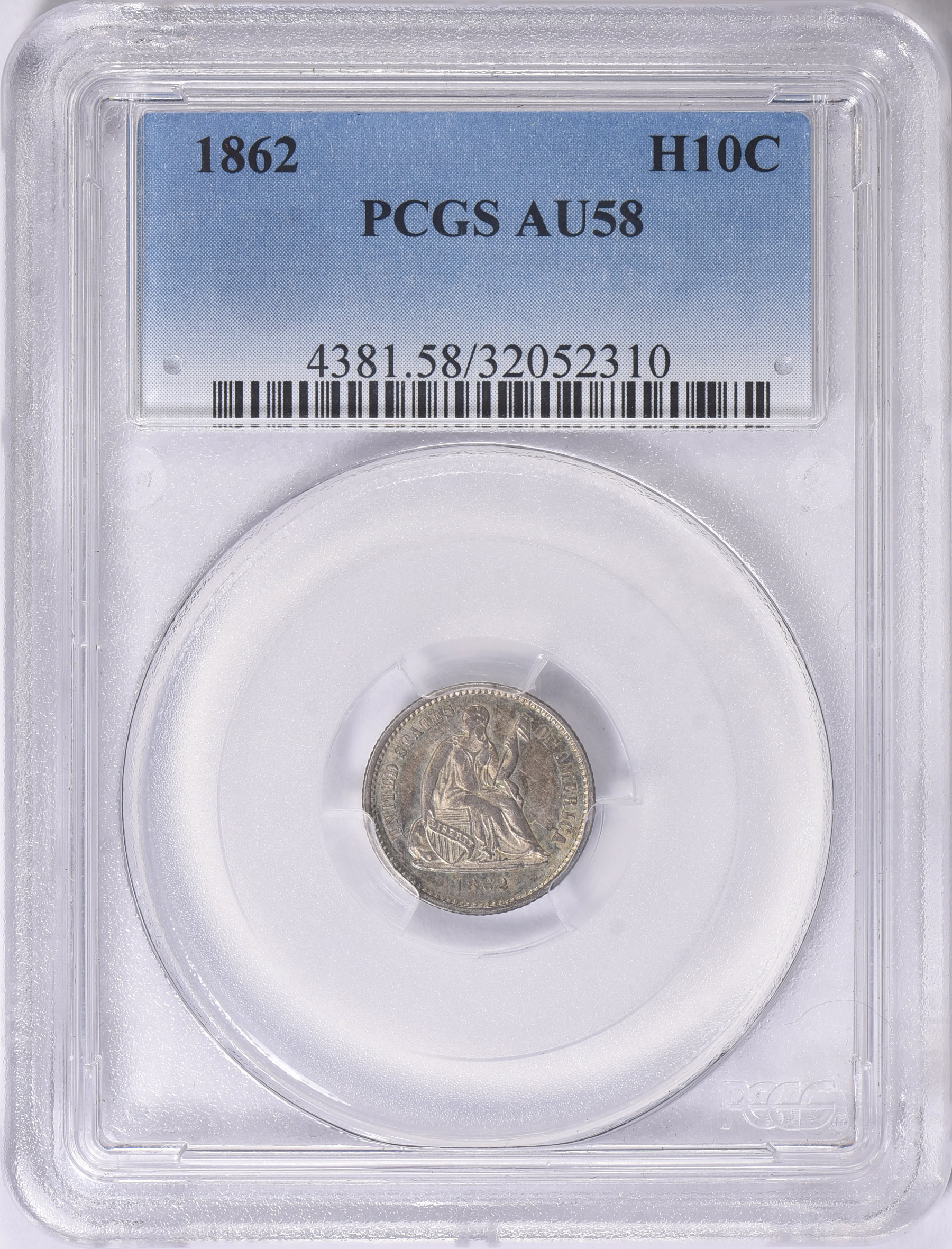 1862 Seated Liberty Half Dime PCGS AU-58 (Item 1765361) | GreatCollections Coin Auctions