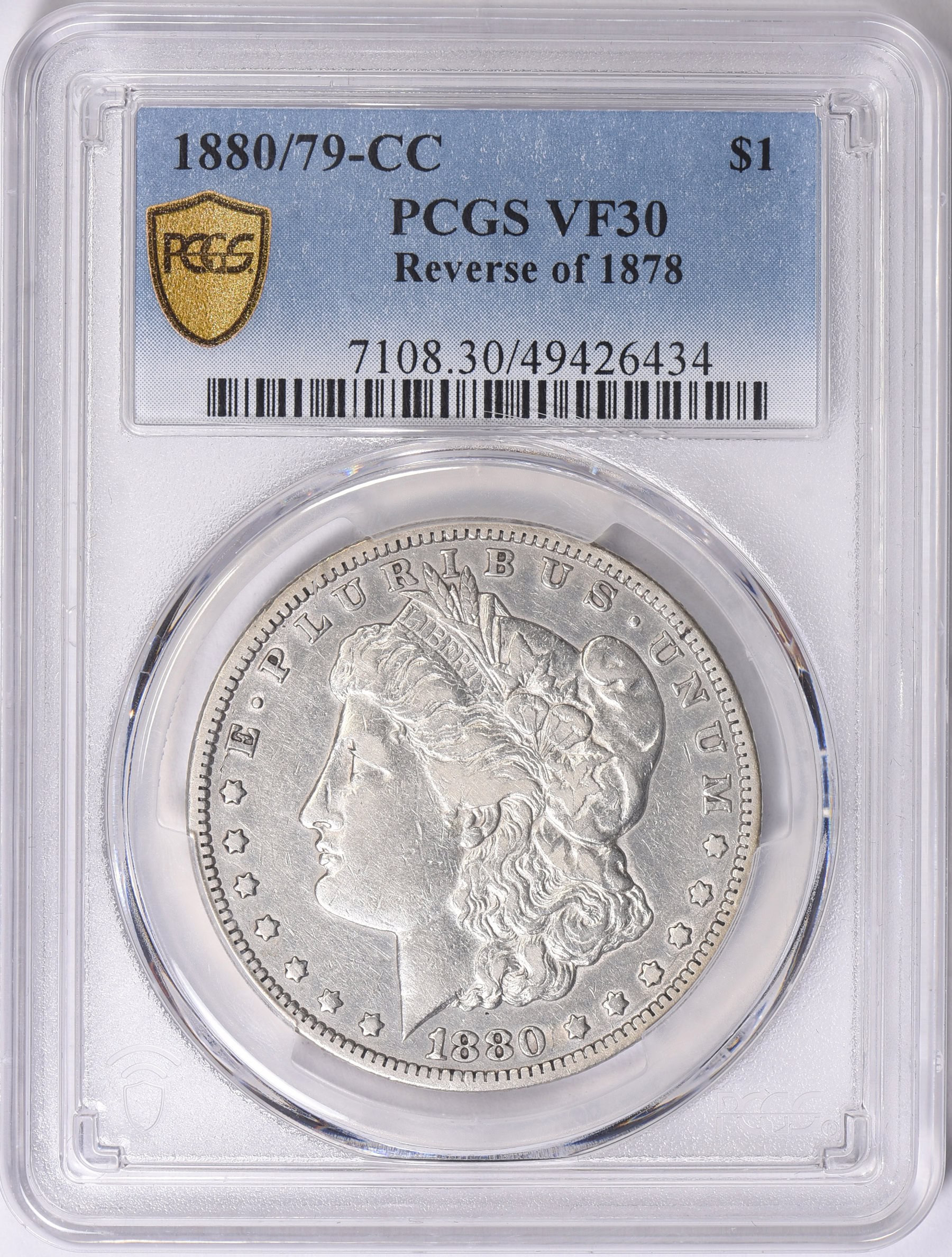1880/79-CC Morgan Silver Dollar Reverse of 1878 PCGS VF-30 (Item 1765387) | GreatCollections ...