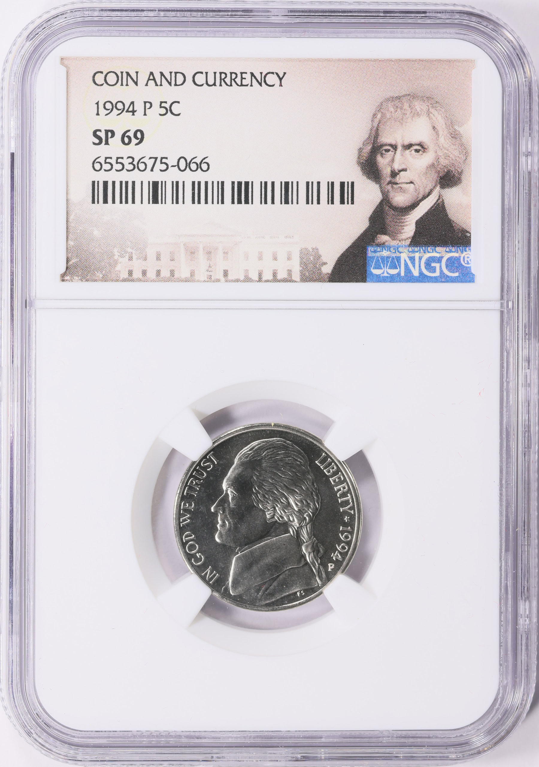 1994-P Jefferson Nickel (From the Coin and Currency Set) NGC SP-69 ...