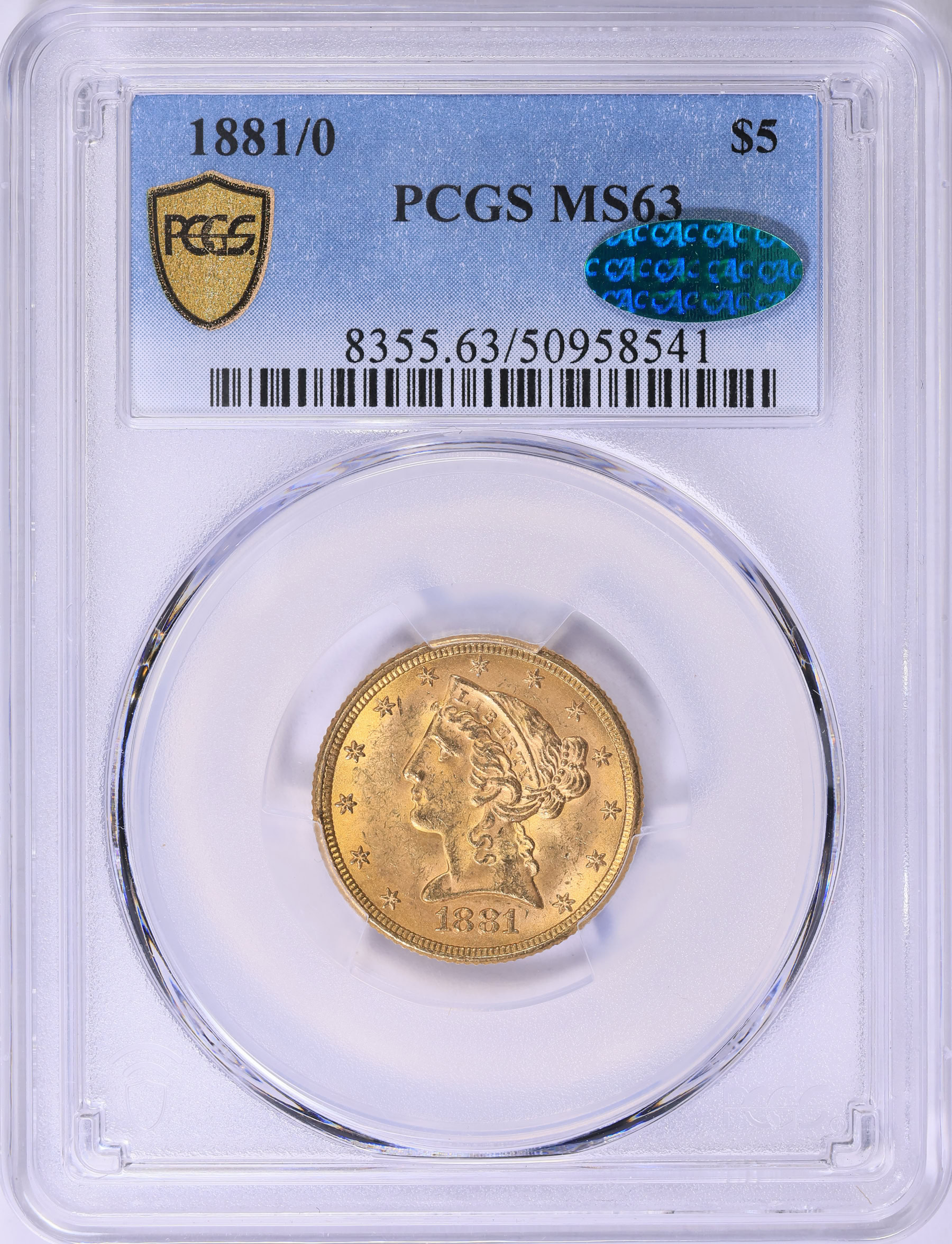 1881/0 Liberty Gold Half Eagle PCGS MS-63 (CAC Green) (Item 1765407) | GreatCollections Coin ...