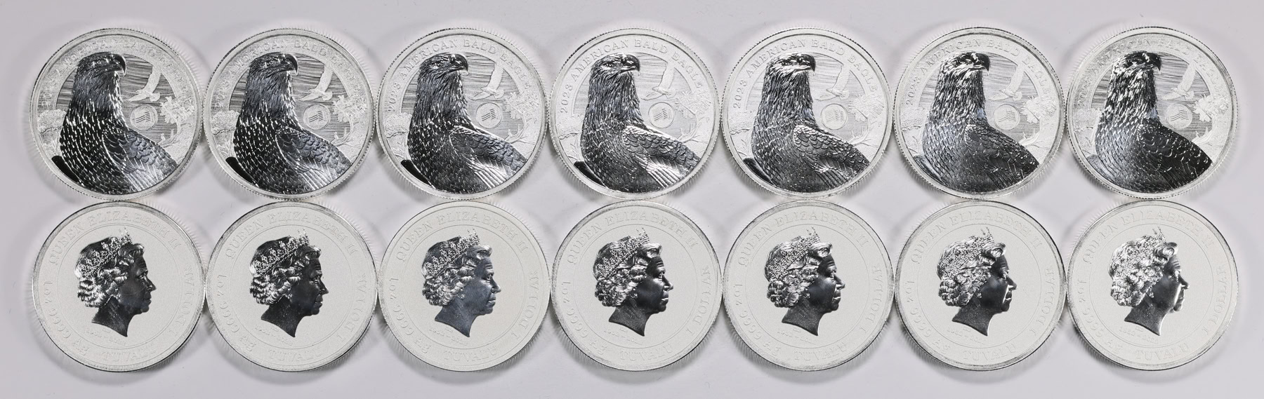 Tuvalu 2023-P Silver Dollar American Bald Eagle BU Roll Uncertified (14 ...