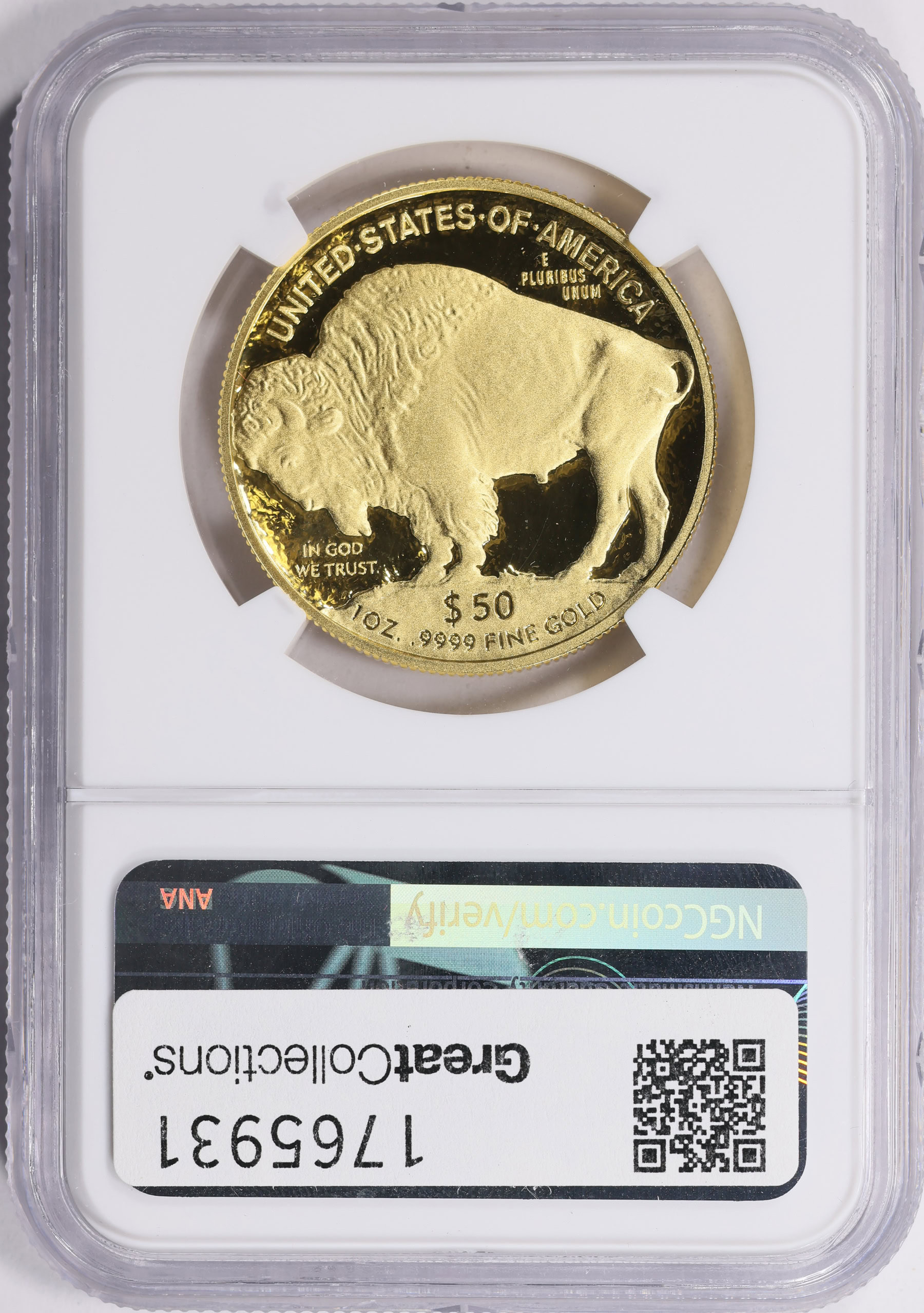 2019-W $50 One-Ounce Gold American Buffalo First Day of Issue Washington D.C. NGC Proof-70 UC ...