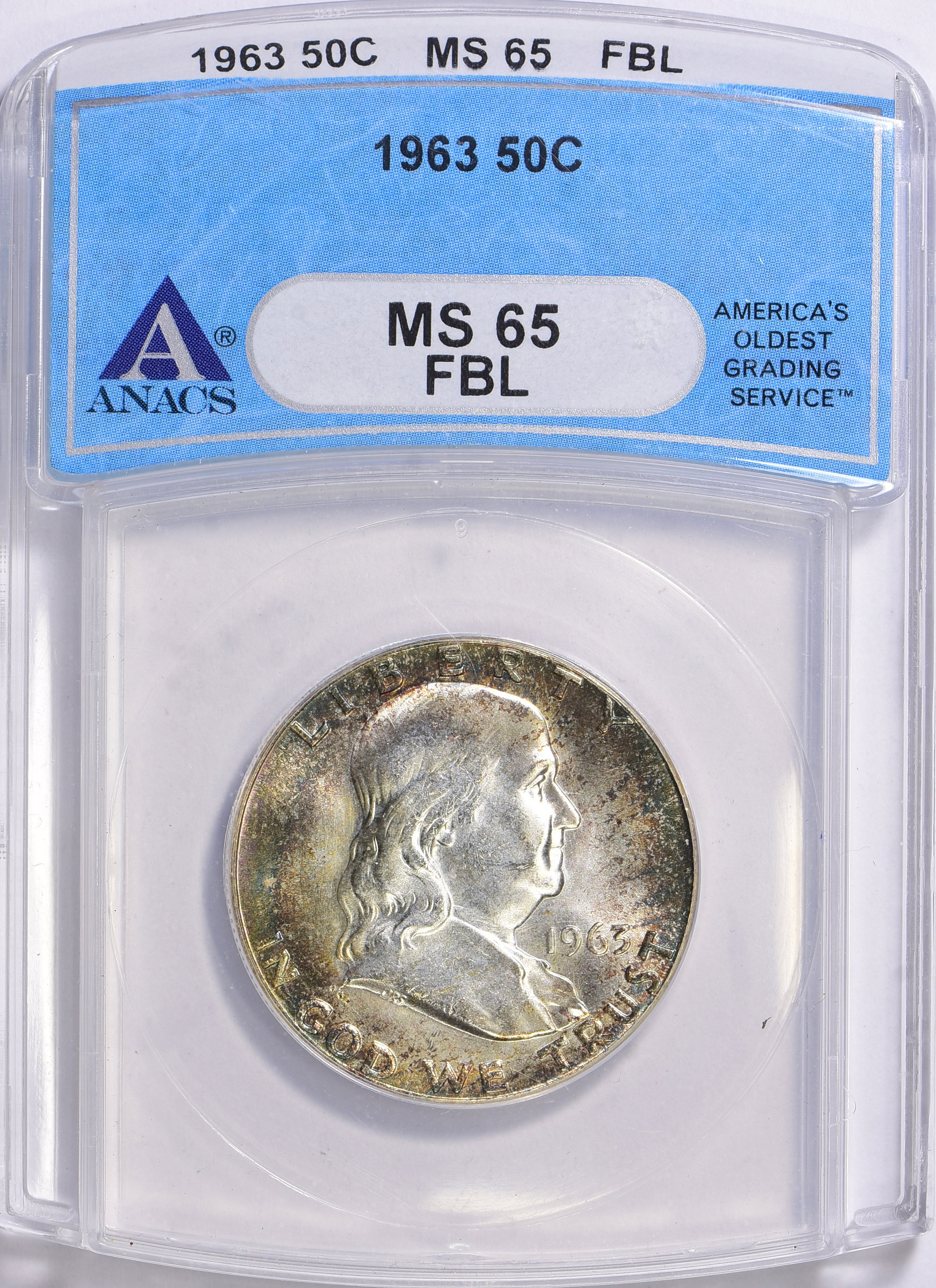 1963 Franklin Half Dollar ANACS MS-65 FBL (Toned) (Item 1765957 ...
