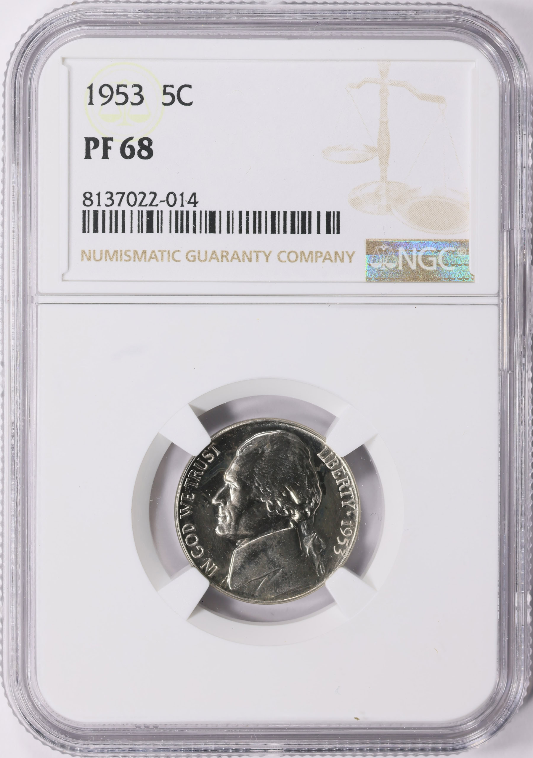 1953 Jefferson Nickel NGC Proof-68 (Item 1766029) | GreatCollections Coin Auctions
