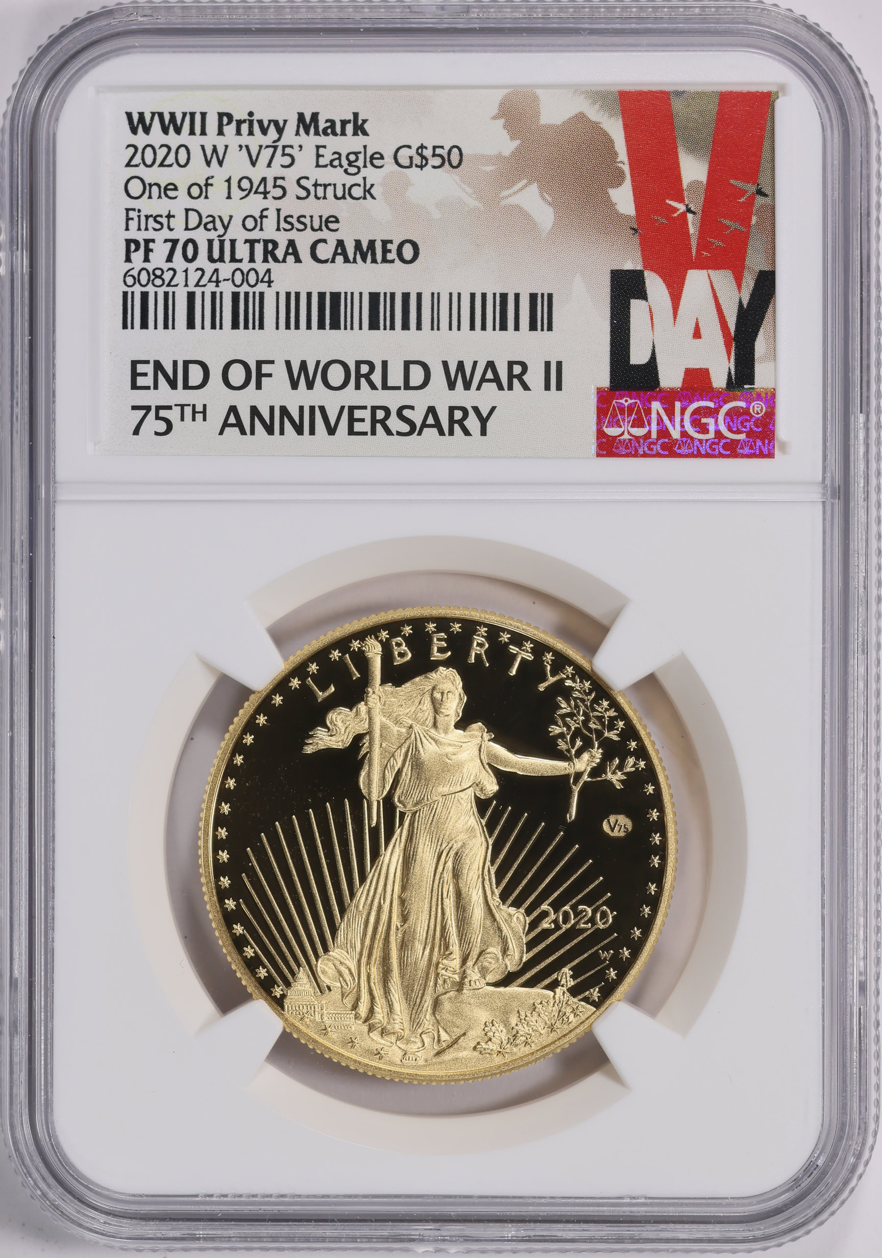 2020-W $50 One-Ounce Gold American Eagle V75 Privy 1 of 1945 Struck ...