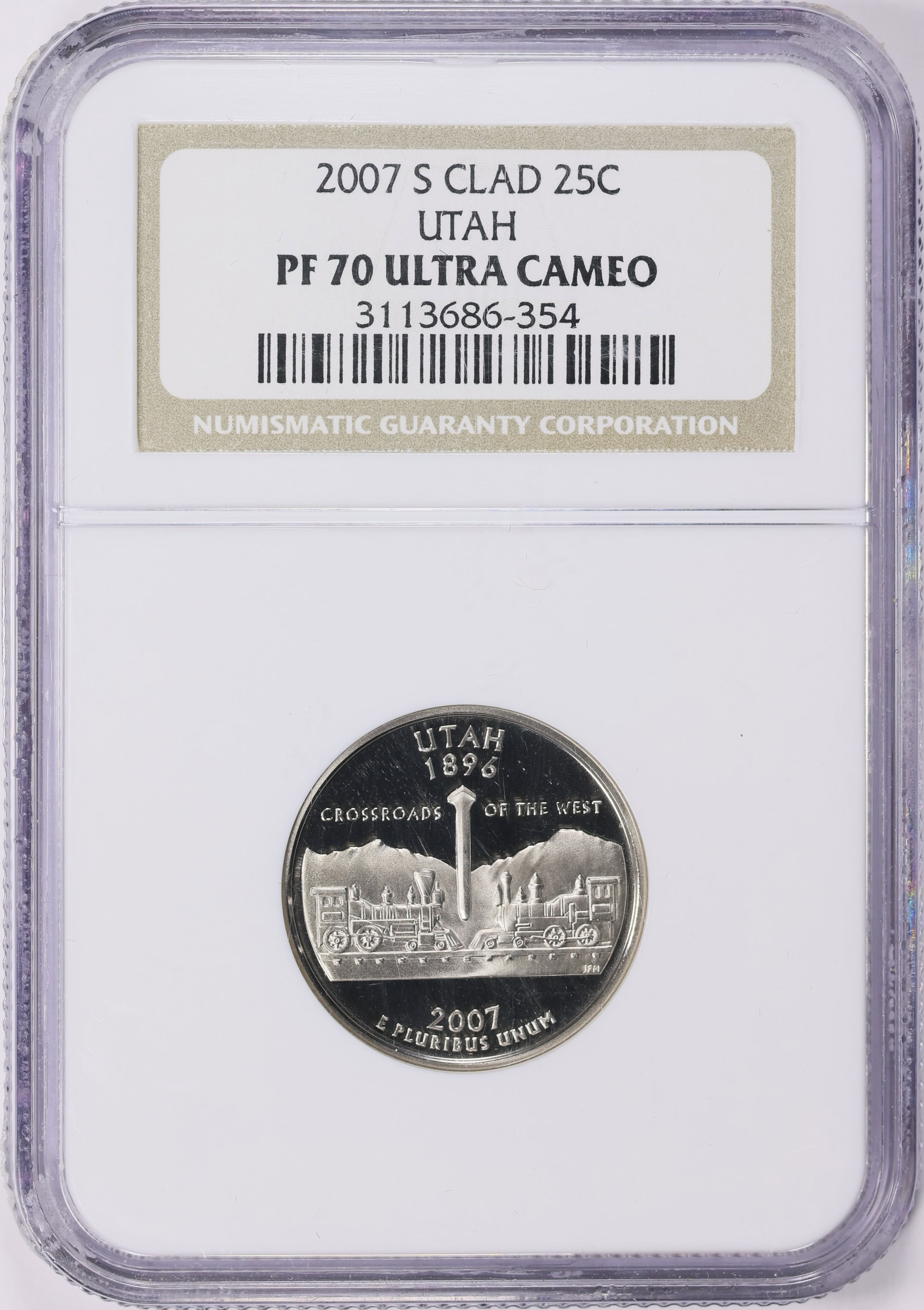 2007-S State Quarter Utah NGC Proof-70 UC (Item 1766069 ...