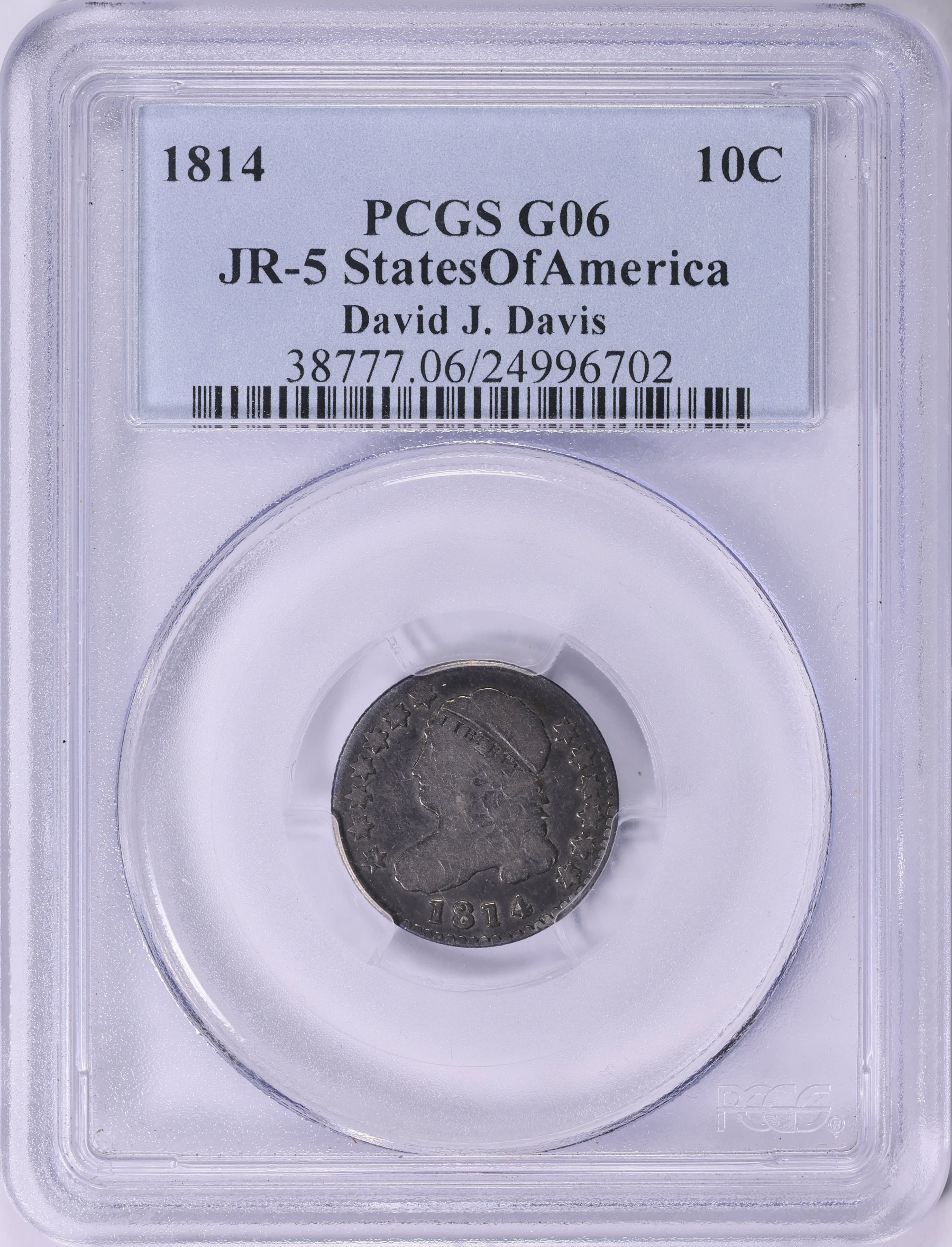 1814 Capped Bust Dime StatesOfAmerica JR-5 PCGS G-06 (Toned) (Item ...