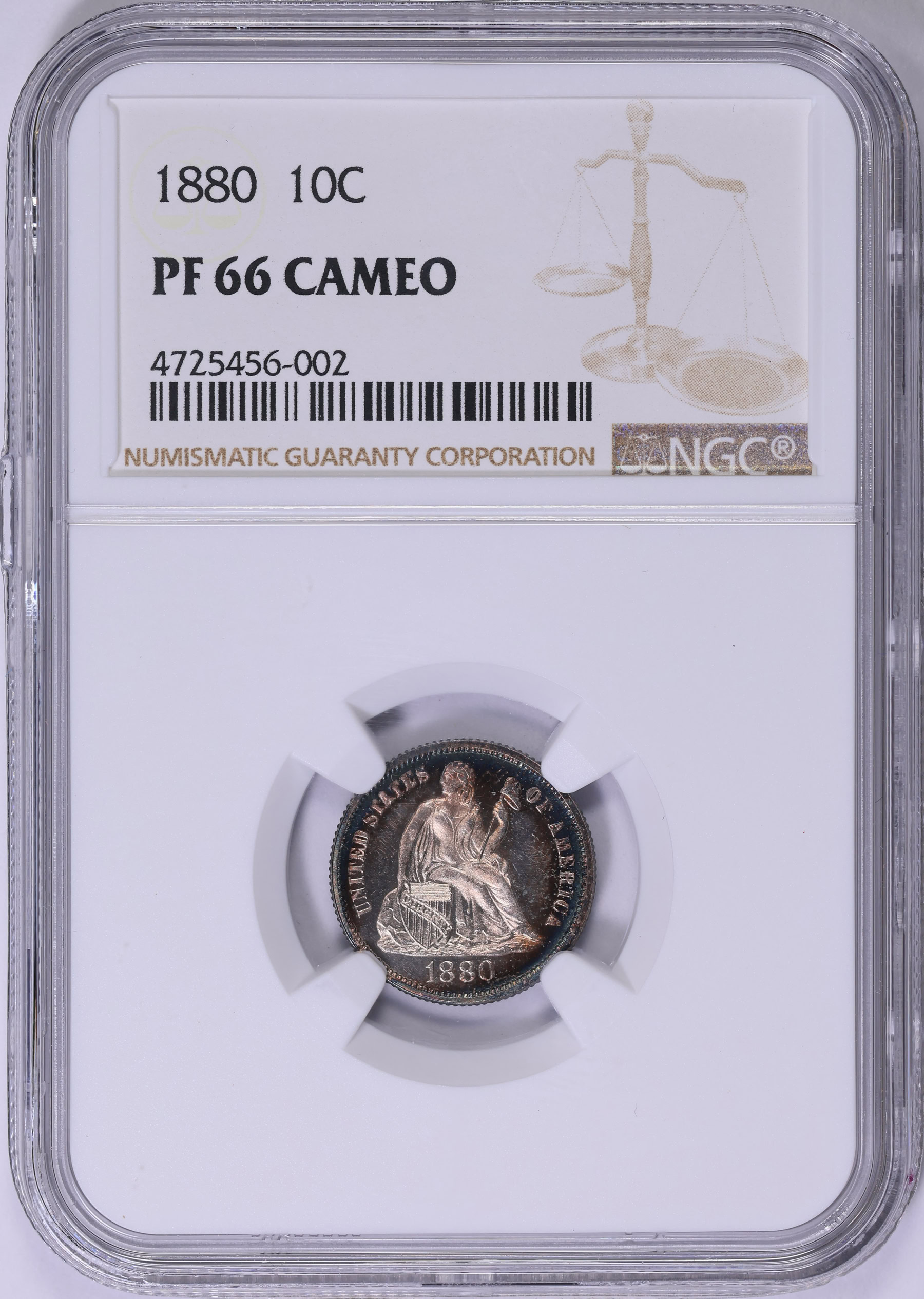 1880 Seated Liberty Dime NGC Proof-66 CAMEO (Toned) (Item 1766135) | GreatCollections Coin Auctions