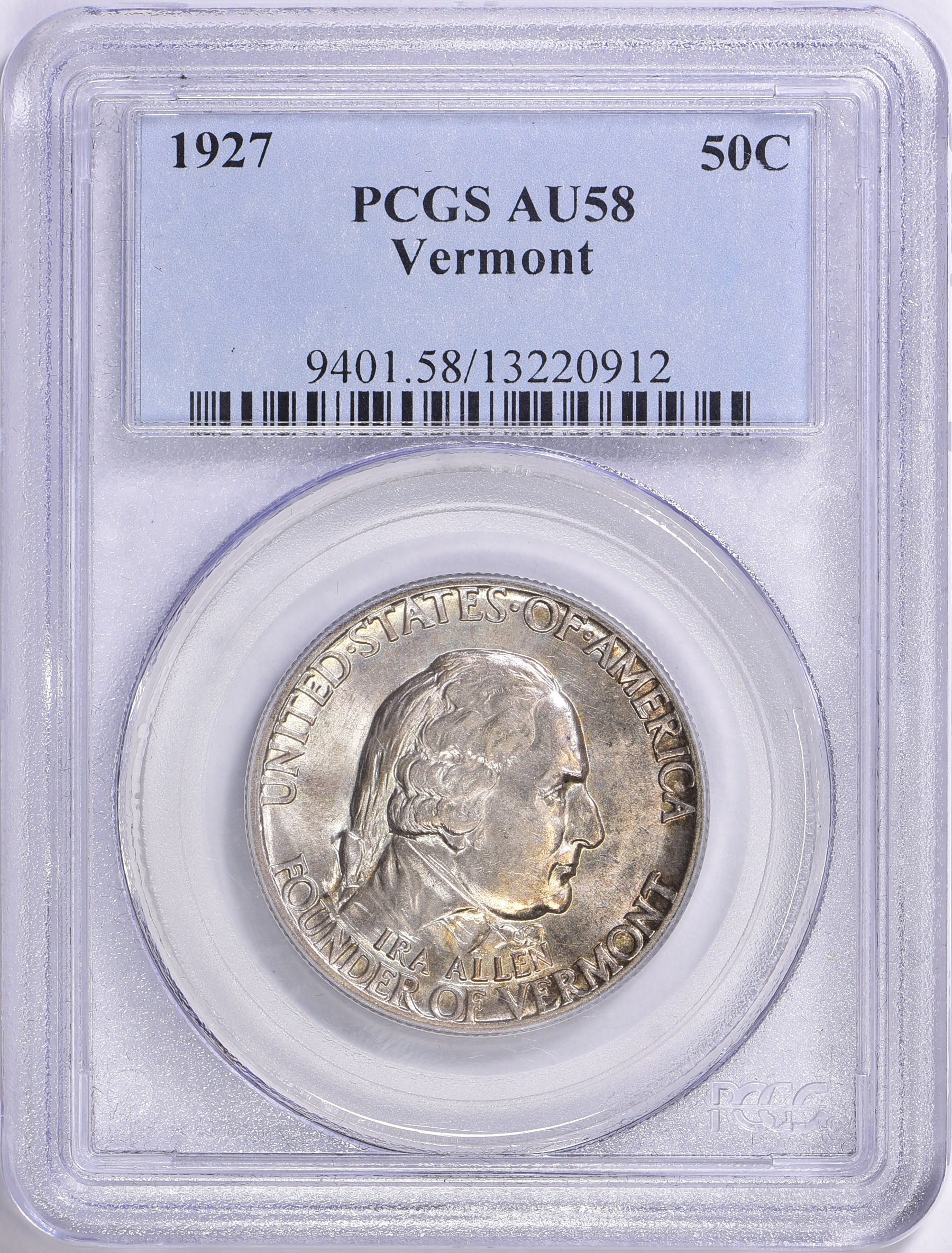 1927 Vermont Sesquicentennial Half Dollar PCGS AU-58 (Item 1766202 ...